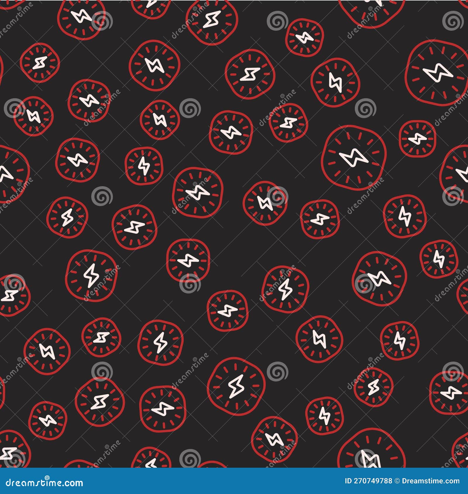 Line Lightning Bolt Icon Isolated Seamless Pattern on Black Background ...