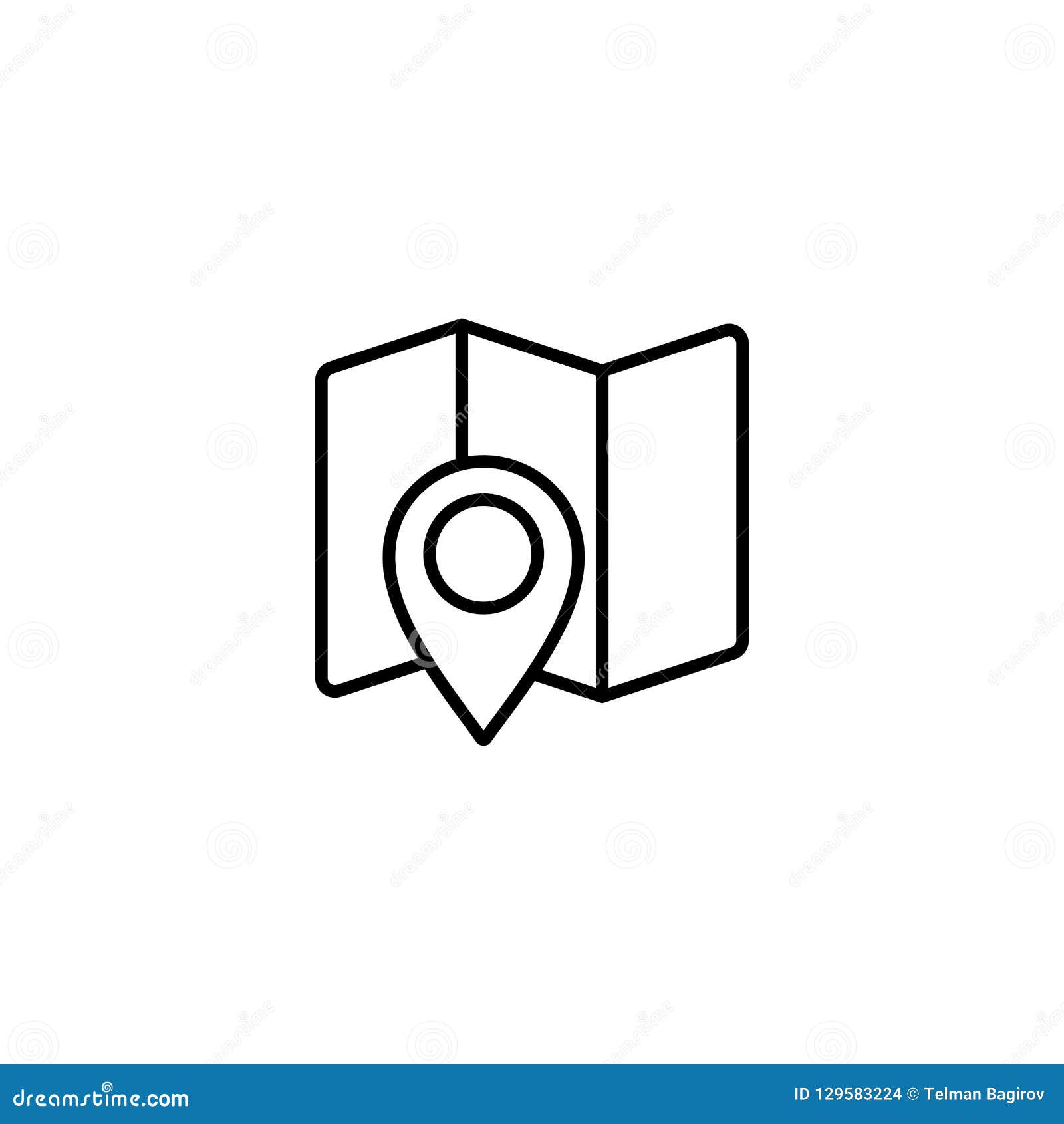 Line Location on Map Icon on White Background Stock Illustration ...