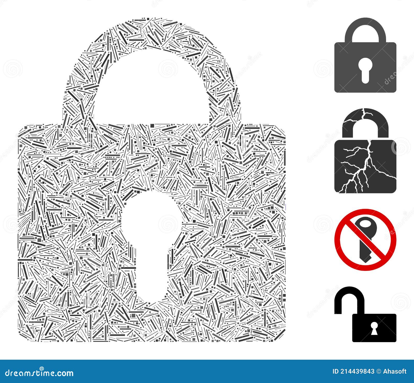Line Lock Icon Vector Collage Stock Vector - Illustration of abstract ...