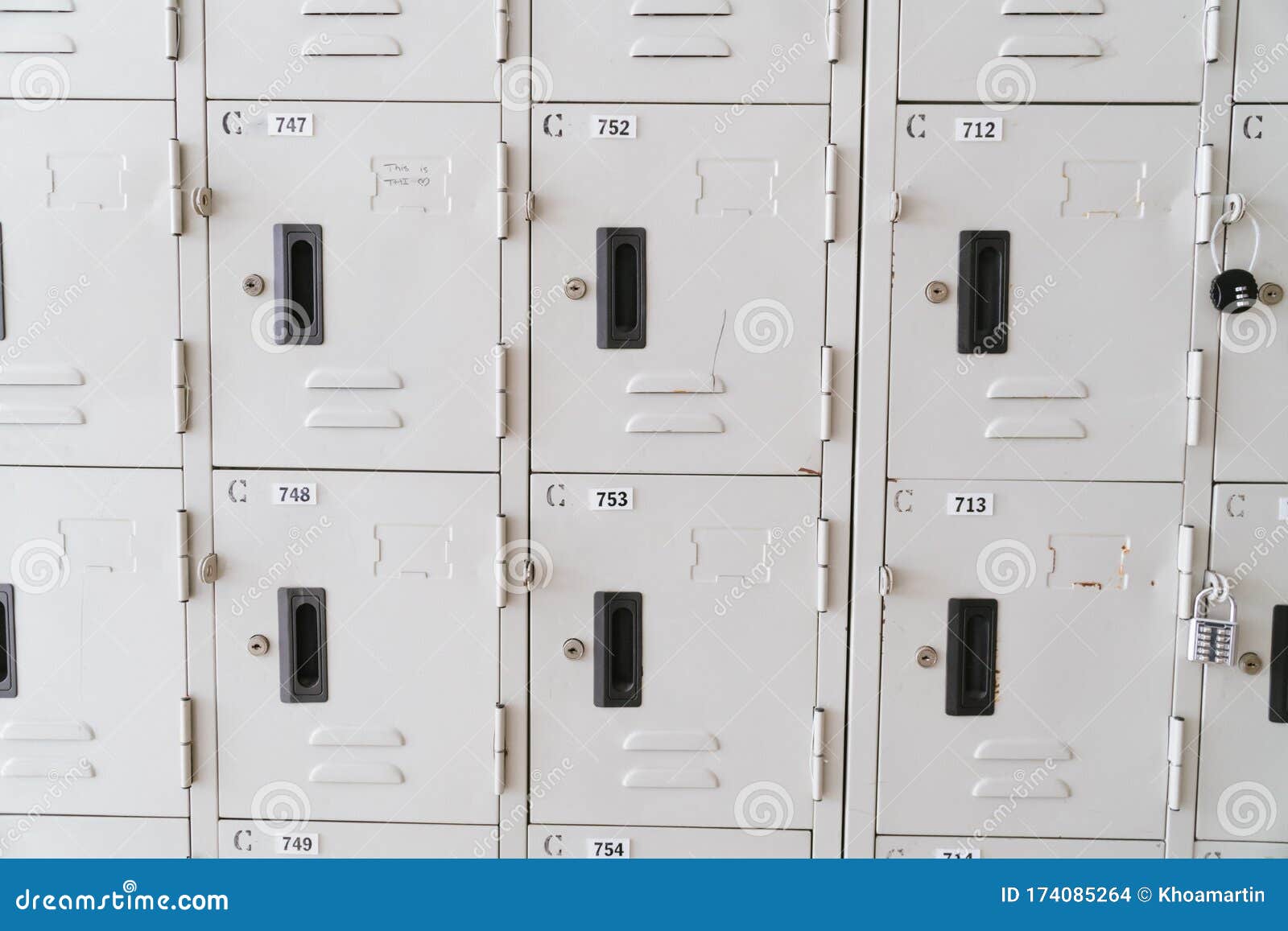 Line of Lockers with the Lock in the Hallway of Campus in Primary ...