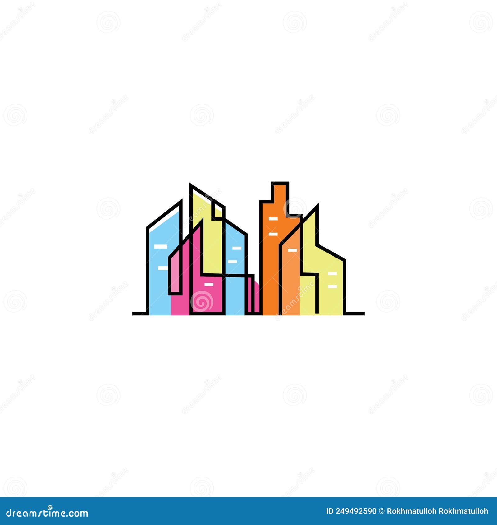 Line Logo Illustration Building with Color Vector Graphic Design Stock ...