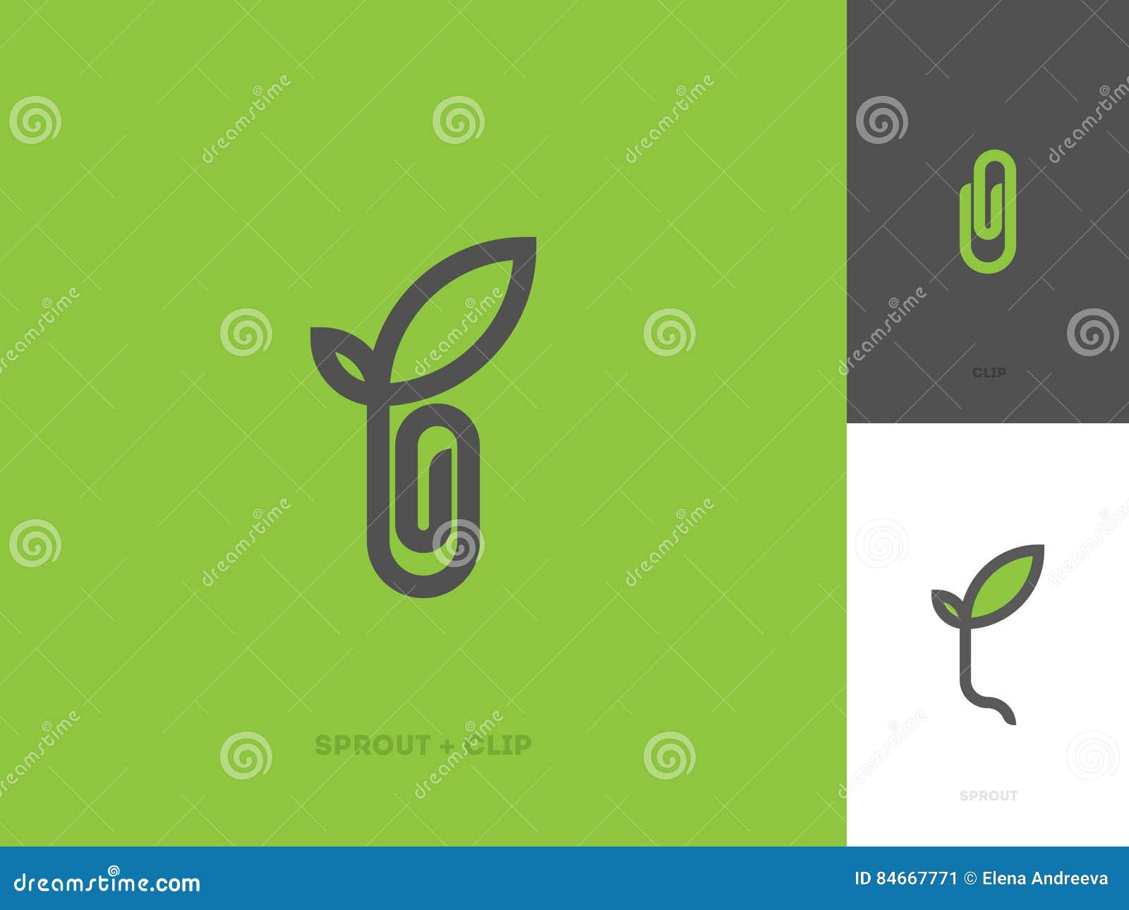 Line Logo Mark Template with Sprout and Paper Clip Stock Vector ...