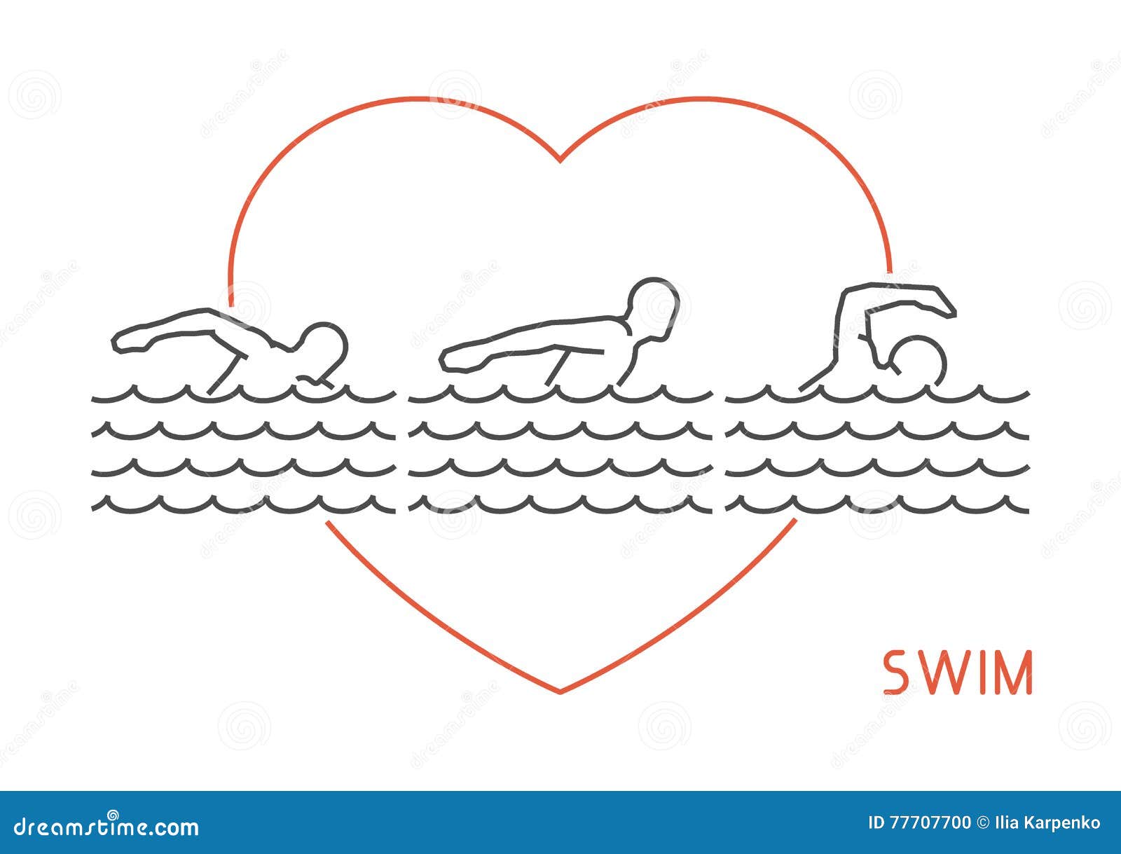 Line logo for swim. stock illustration. Illustration of healthy - 77707700