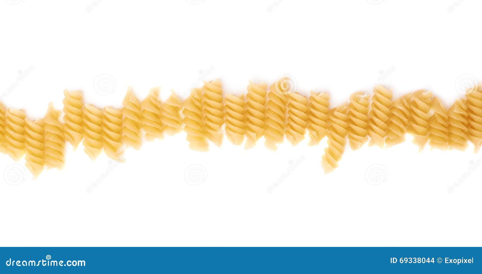 Line Made of Dry Rotini Pasta Over Isolated White Background Stock ...