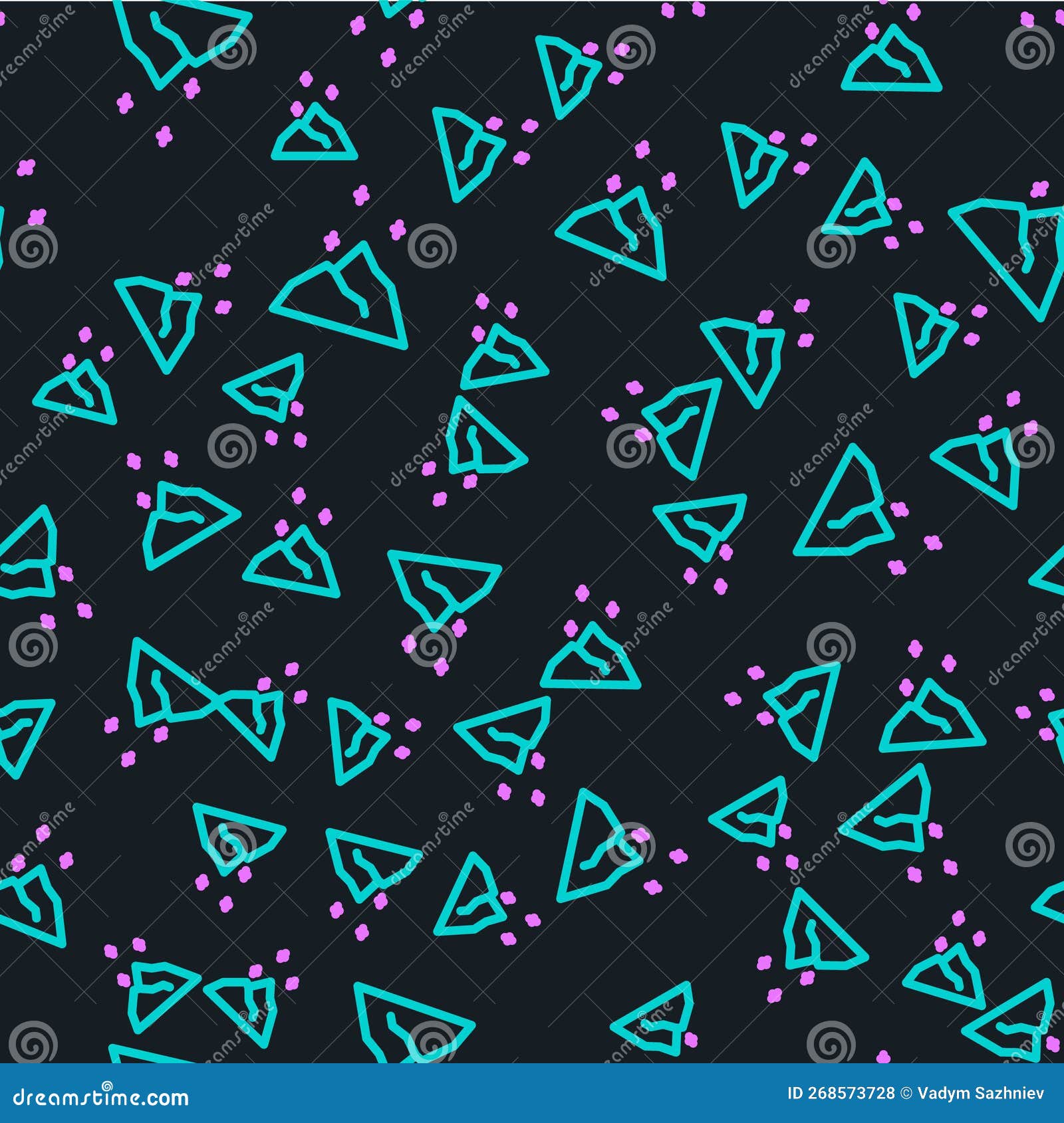 Line Magic Powder Icon Isolated Seamless Pattern on Black Background ...