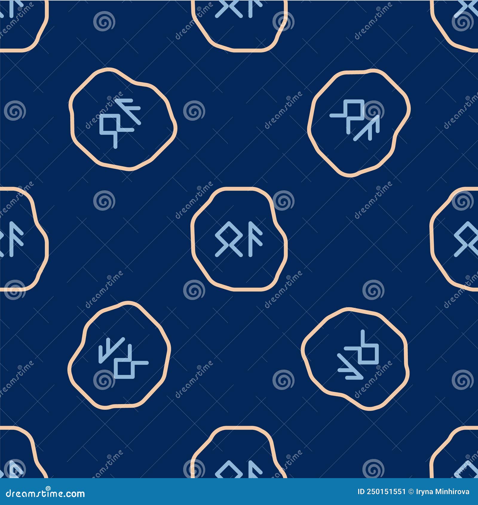 Line Magic Runes Icon Isolated Seamless Pattern on Blue Background ...