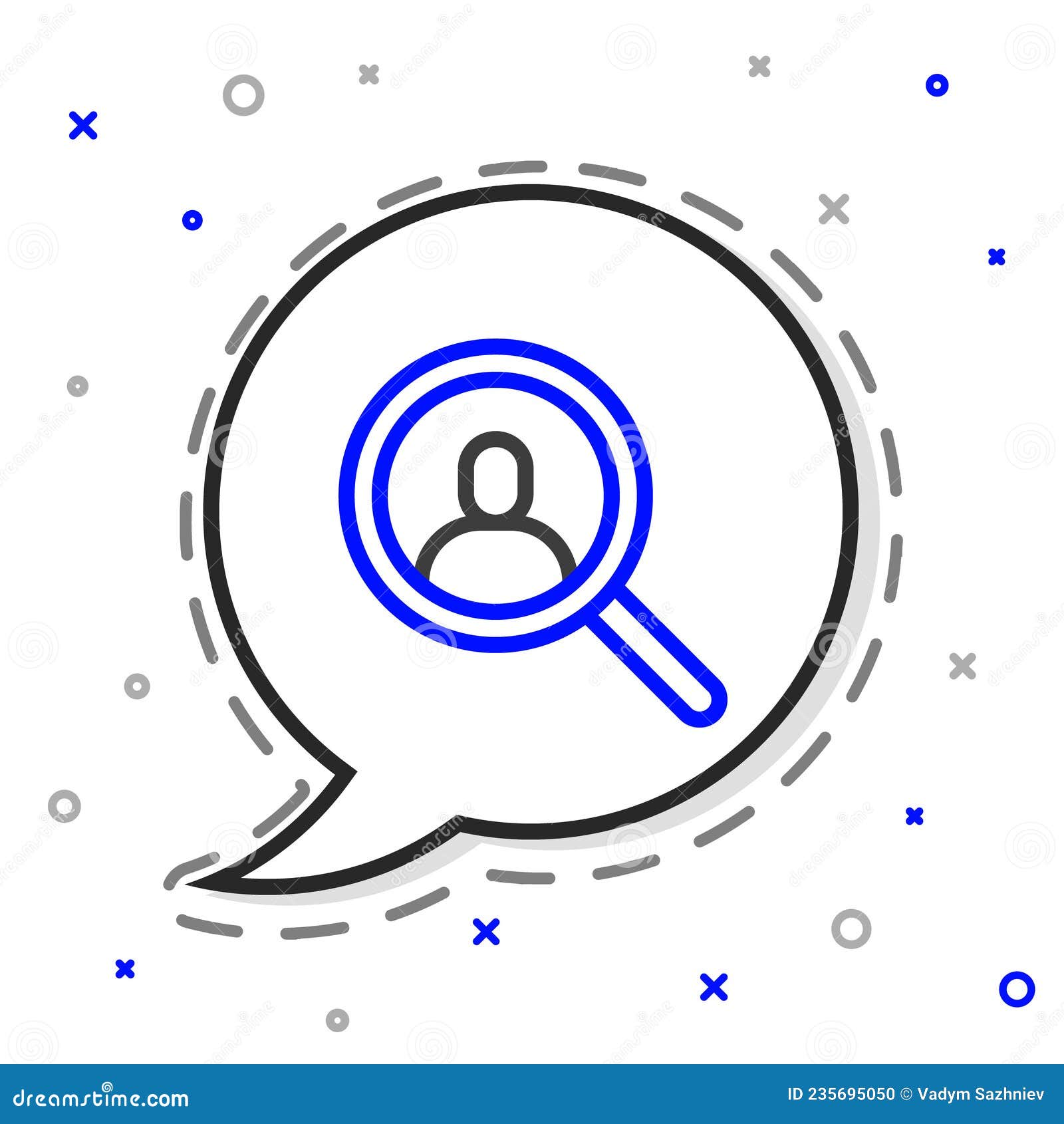 Line Magnifying Glass For Search A People Icon Isolated On White