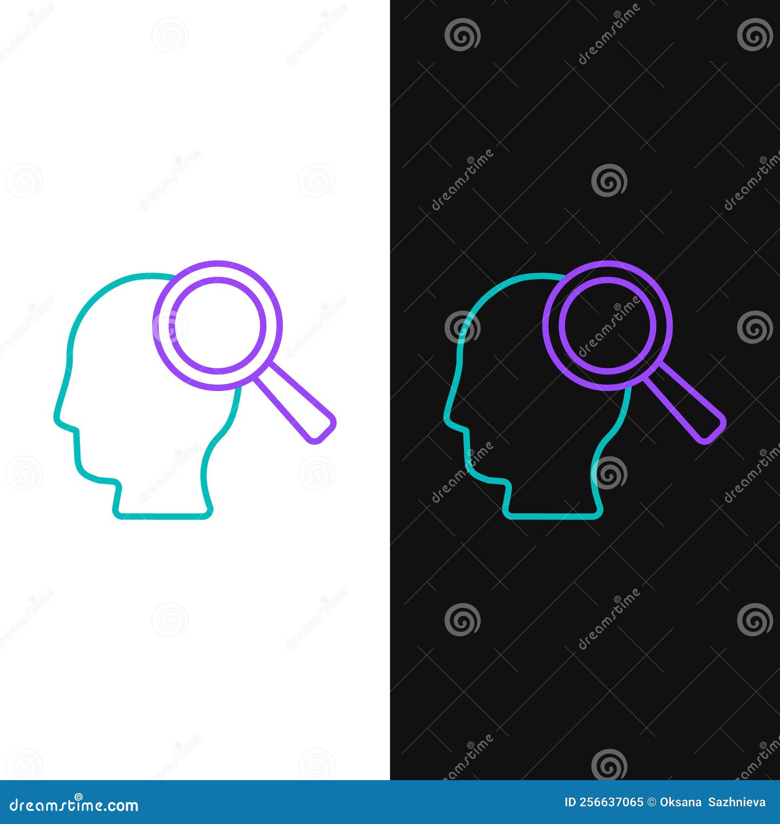 Line Magnifying Glass For Search A People Icon Isolated On White And