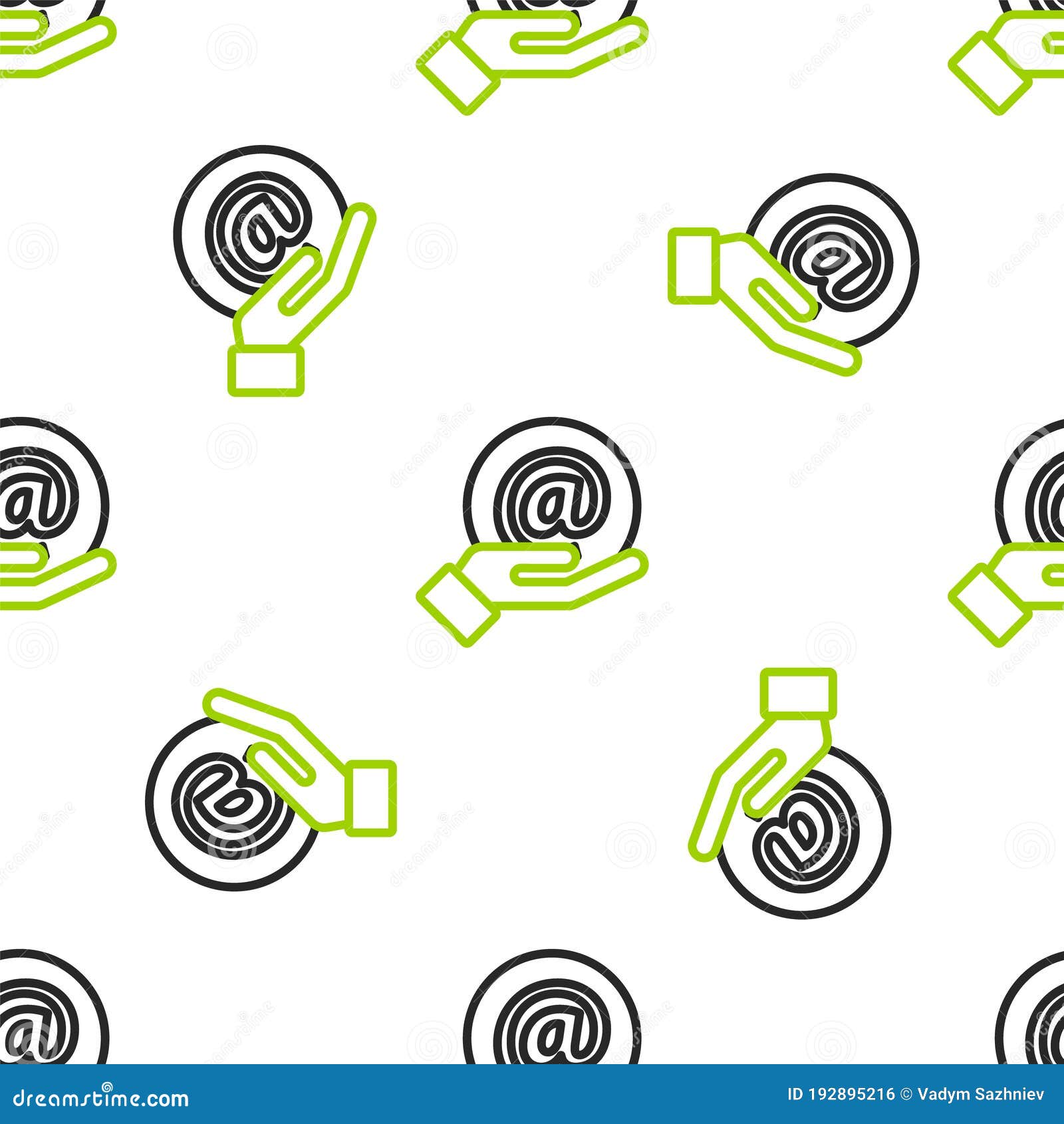 Line Mail and E-mail in Hand Icon Isolated Seamless Pattern on White ...