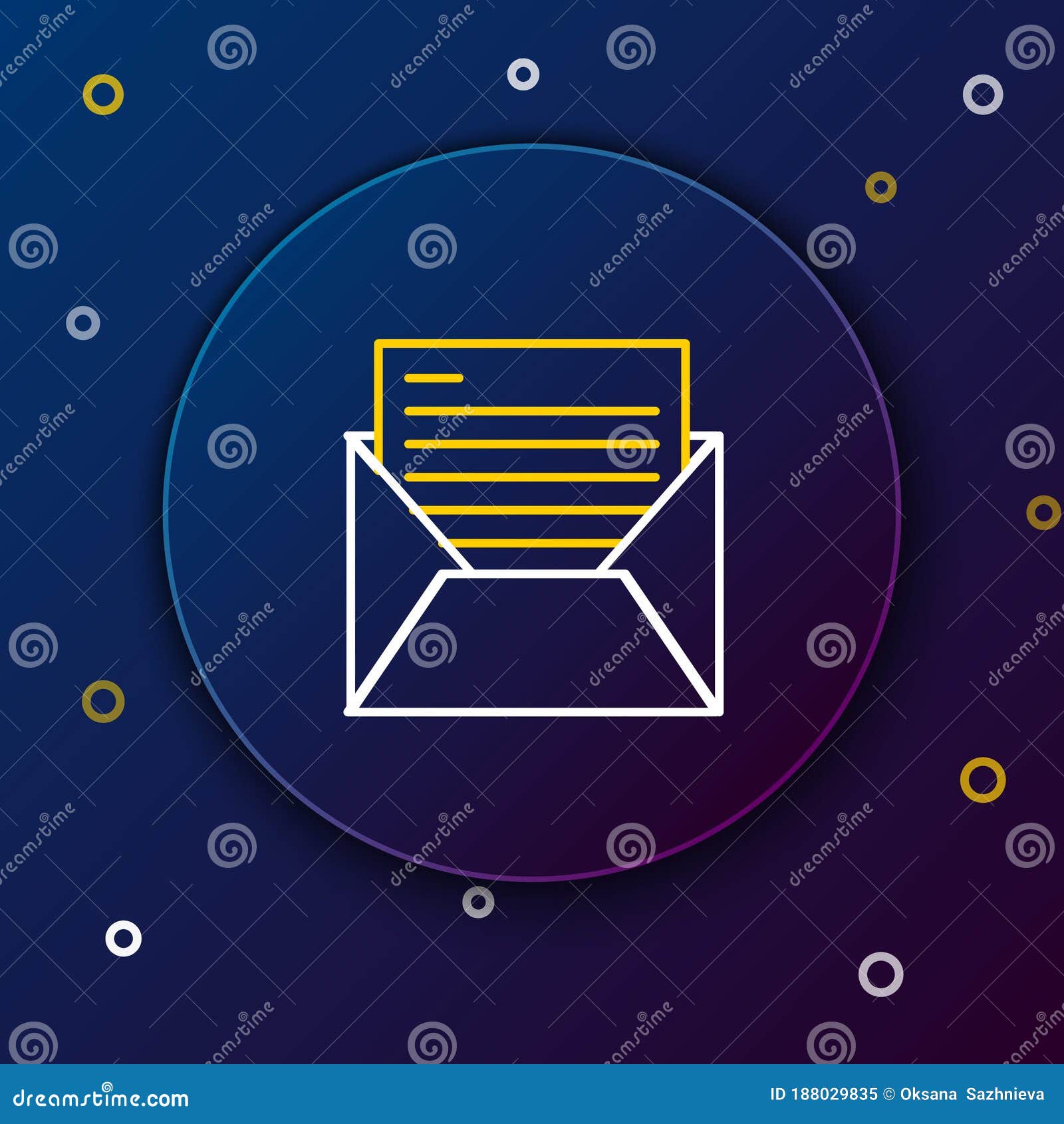 Line Mail and E-mail Icon Isolated on Blue Background. Envelope Symbol ...