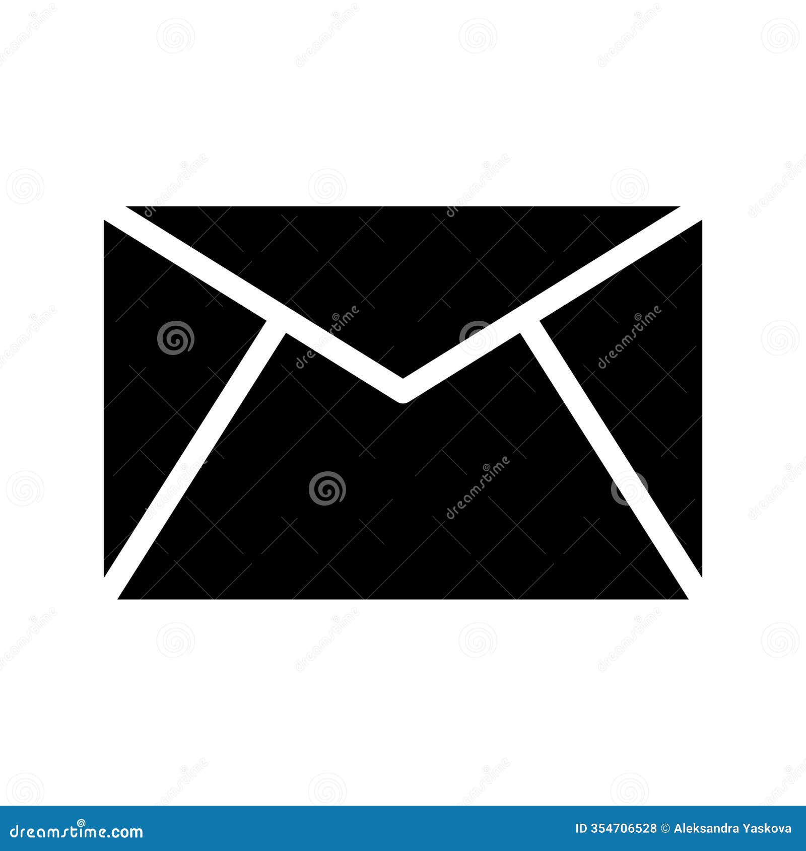 Line Mail Symbol. Black Email Icon Isolated on White Background Stock ...