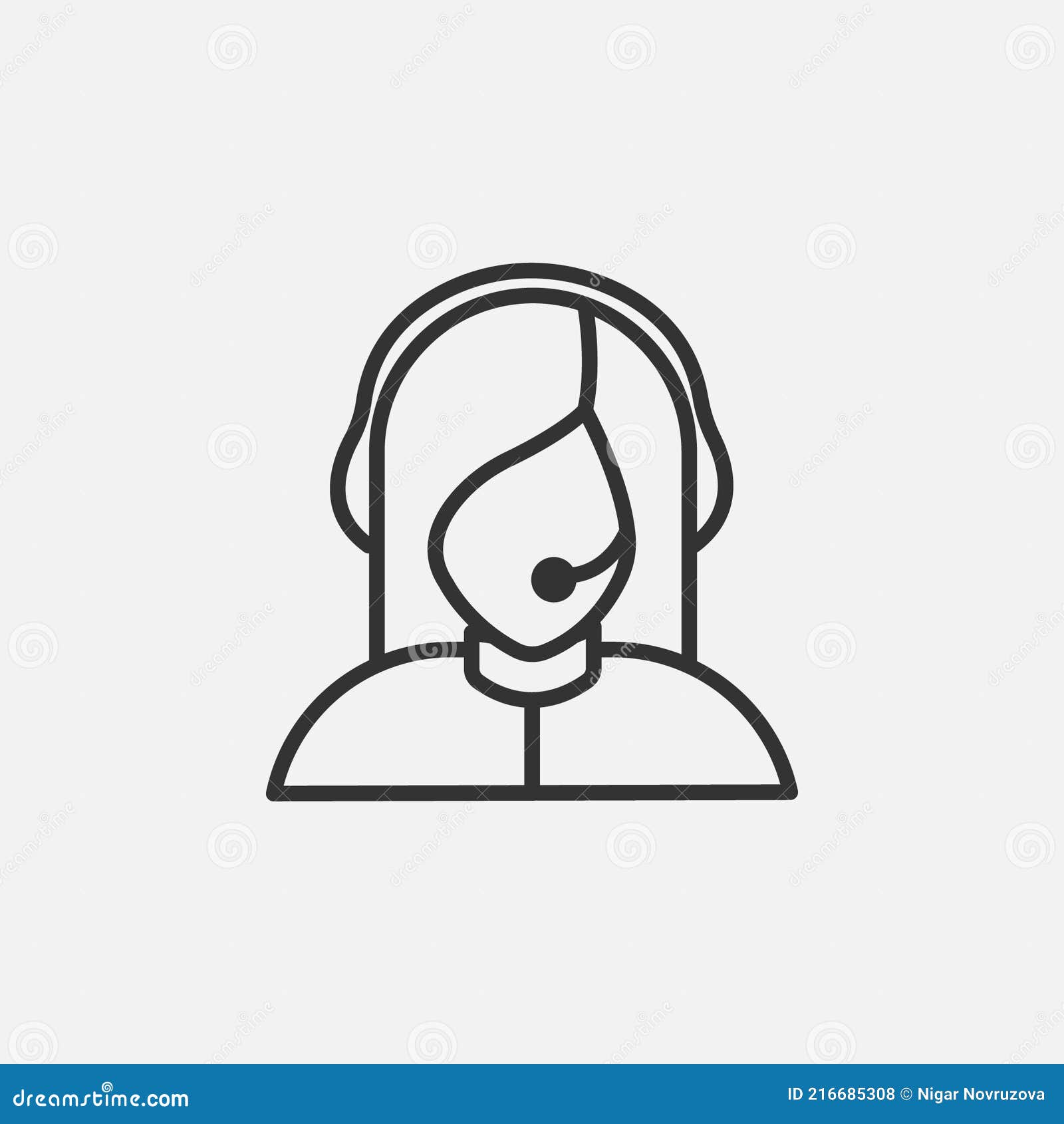 Line Female Customer Support Icon. Help Center Symbol Isolated for Web ...