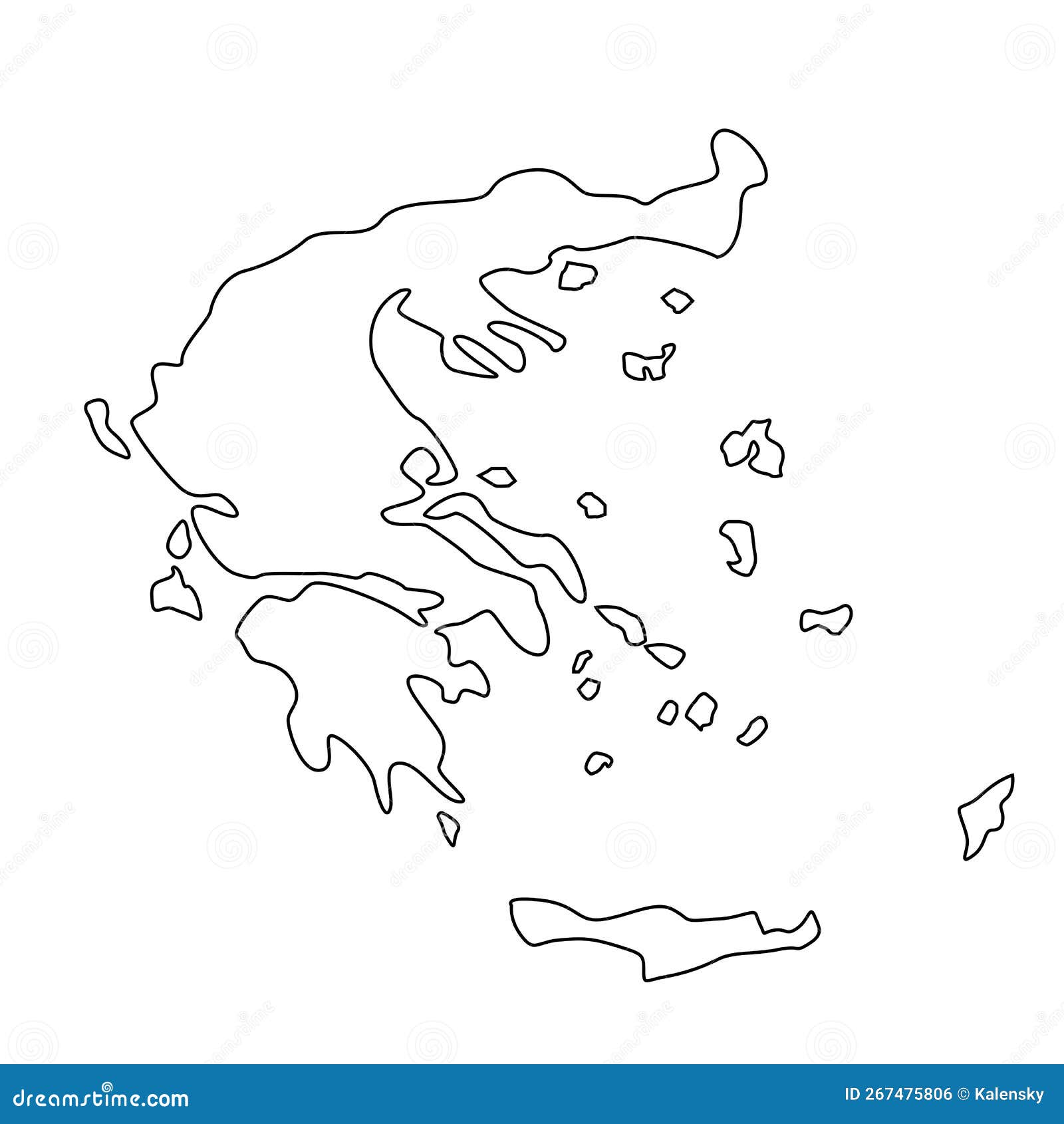 Line Map of Greece stock vector. Illustration of graphic - 267475806