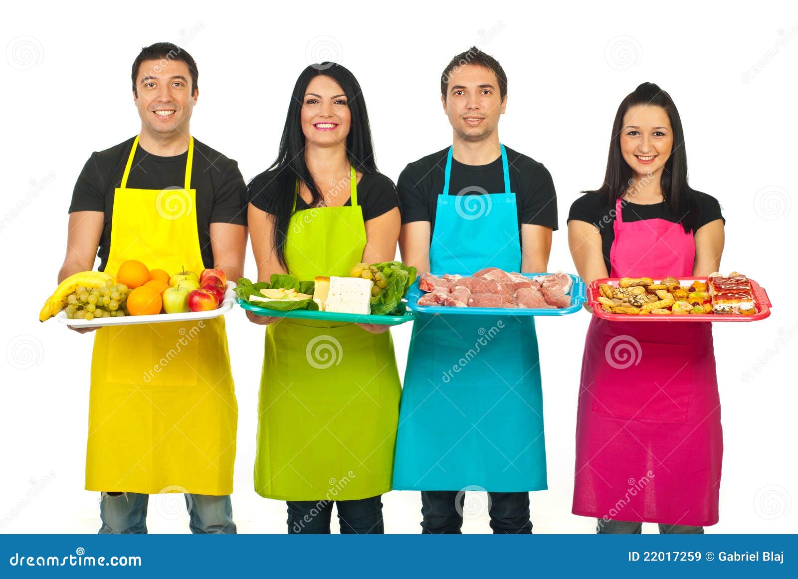 Line of Market Workers with Their Products Stock Image - Image of four ...