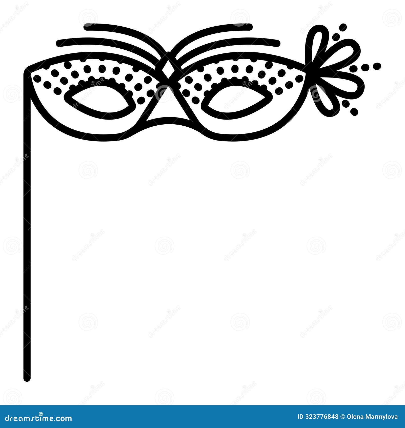 Line Masquerade Mask with a Stick Stock Vector - Illustration of ...