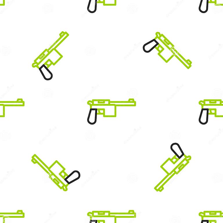 Line Mauser Gun Icon Isolated Seamless Pattern On White Background Mauser C96 Is A Semi