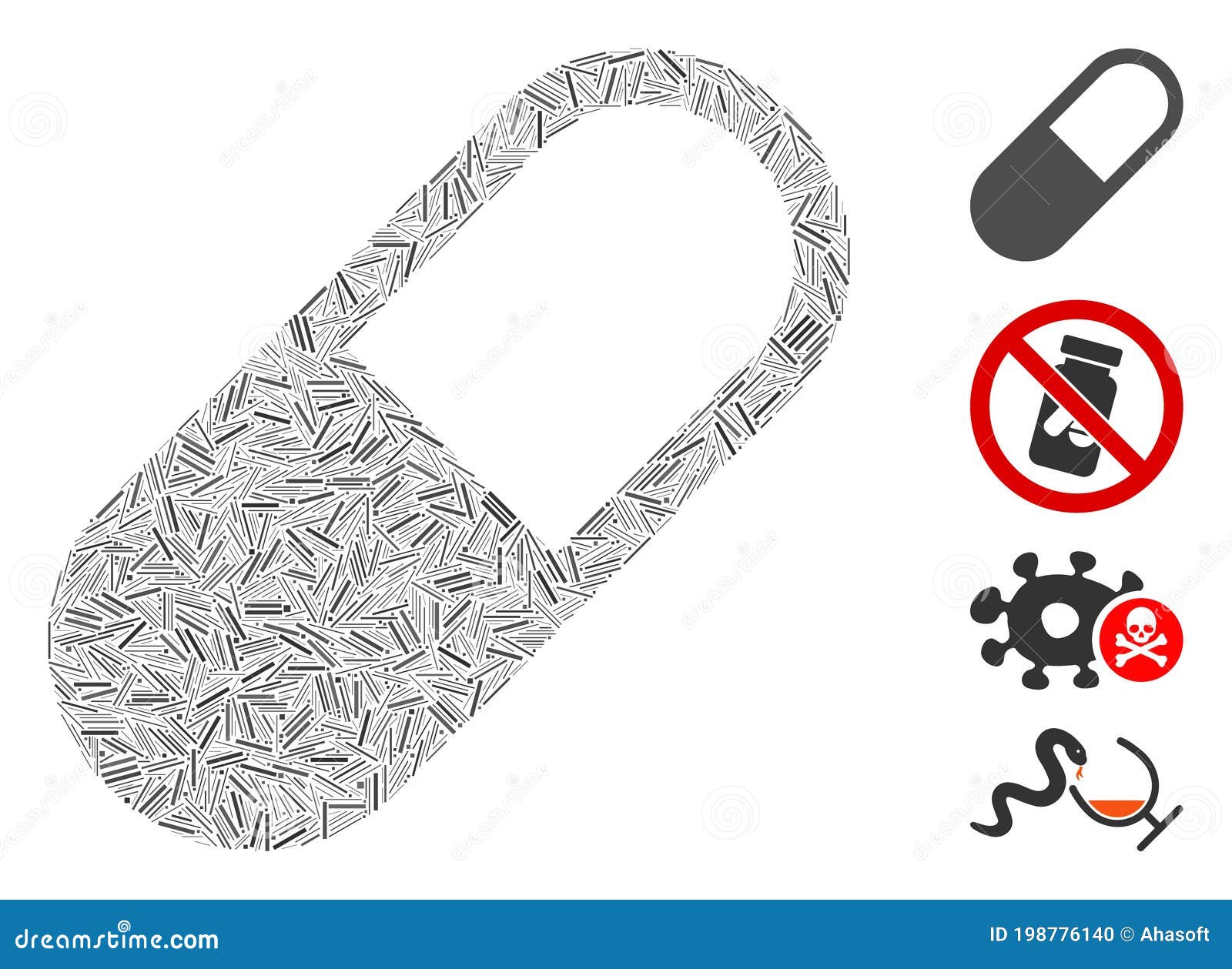 Line Medication Granule Icon Vector Mosaic Stock Vector - Illustration ...