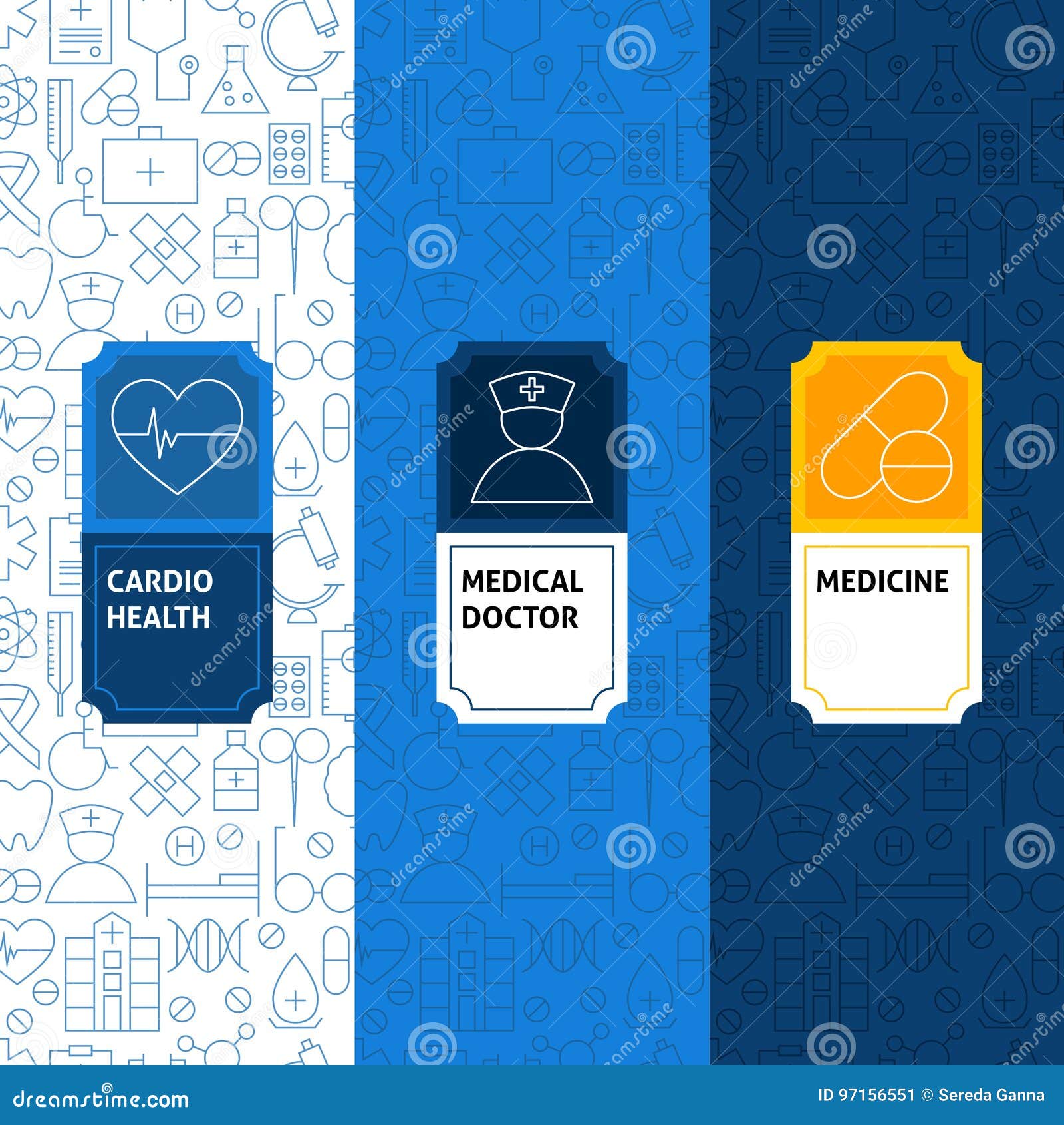 Line Medicine Patterns Set stock vector. Illustration of medical - 97156551