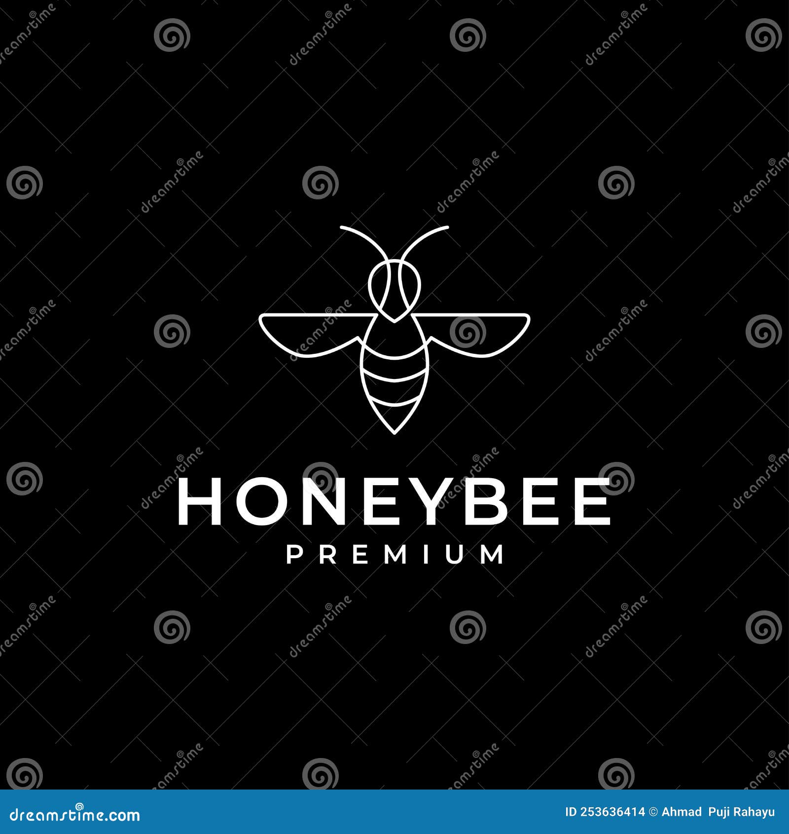 Line Minimal Bee Logo Design Stock Vector - Illustration of animal ...