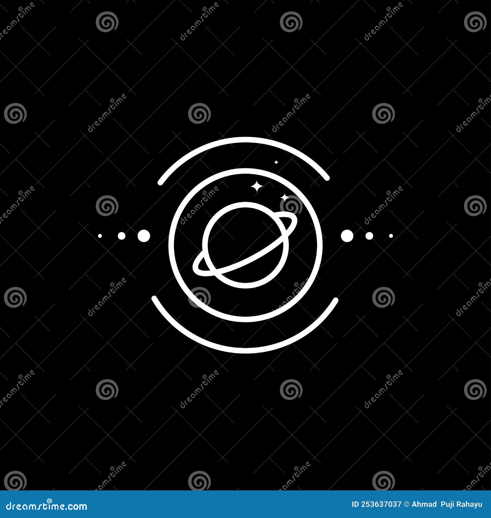 Line Minimalist Planet and Sky Space Logo Design Stock Vector ...