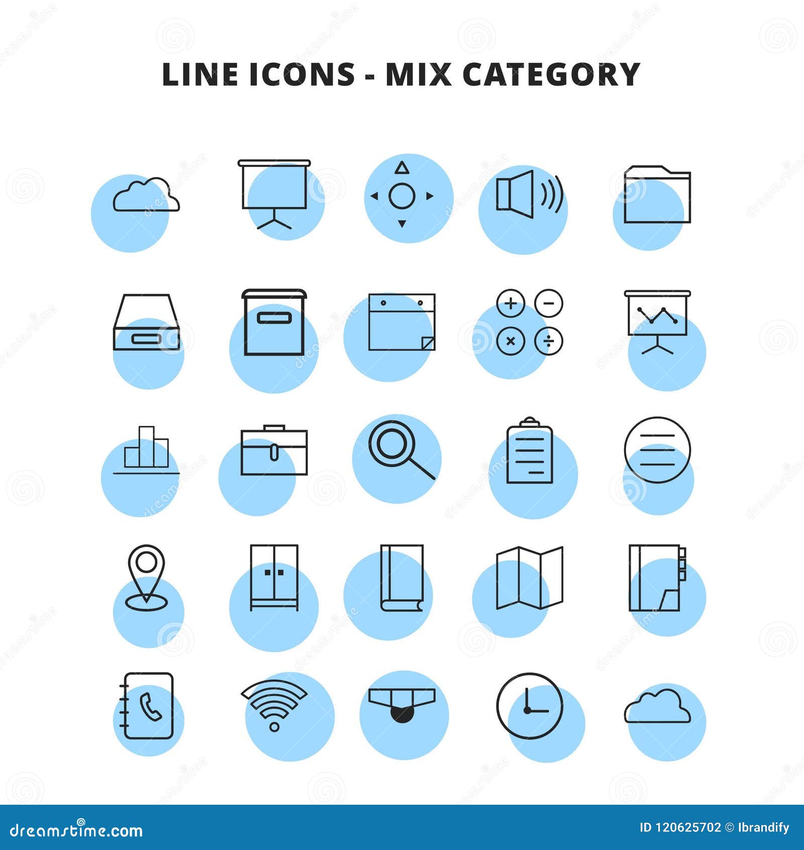 Line Mix Icons Set stock vector. Illustration of beach - 120625702