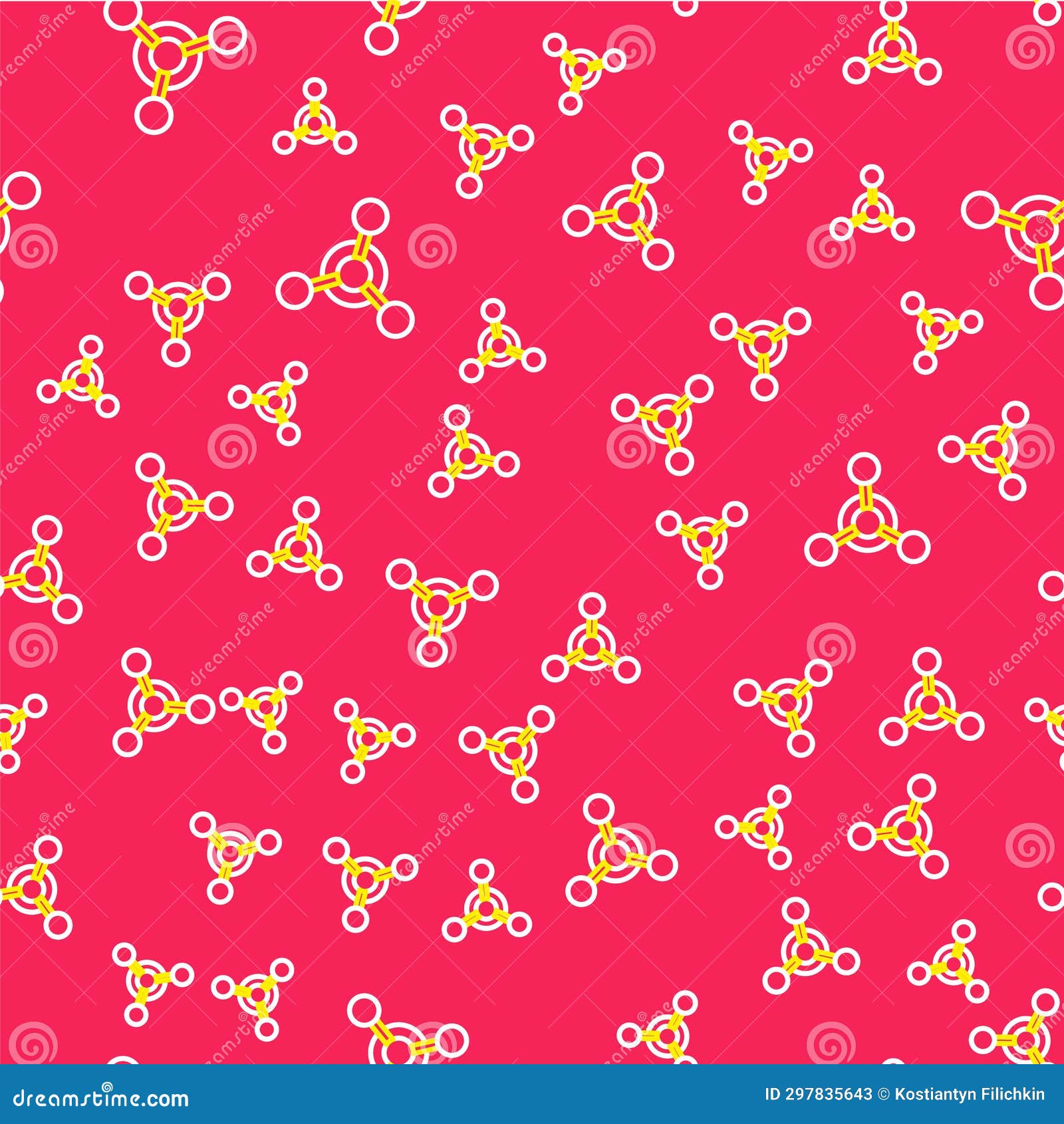 Line Molecule Icon Isolated Seamless Pattern on Red Background ...