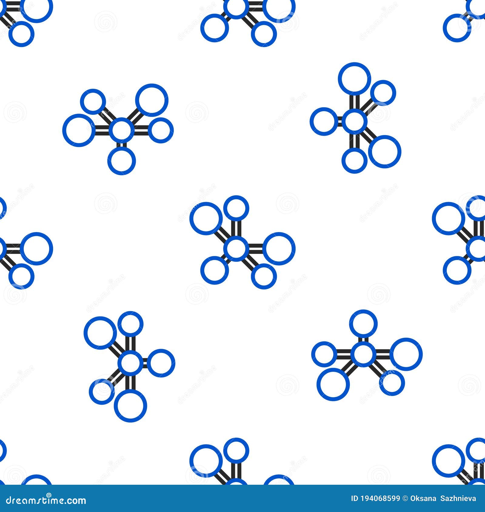 Line Molecule Icon Isolated Seamless Pattern on White Background ...