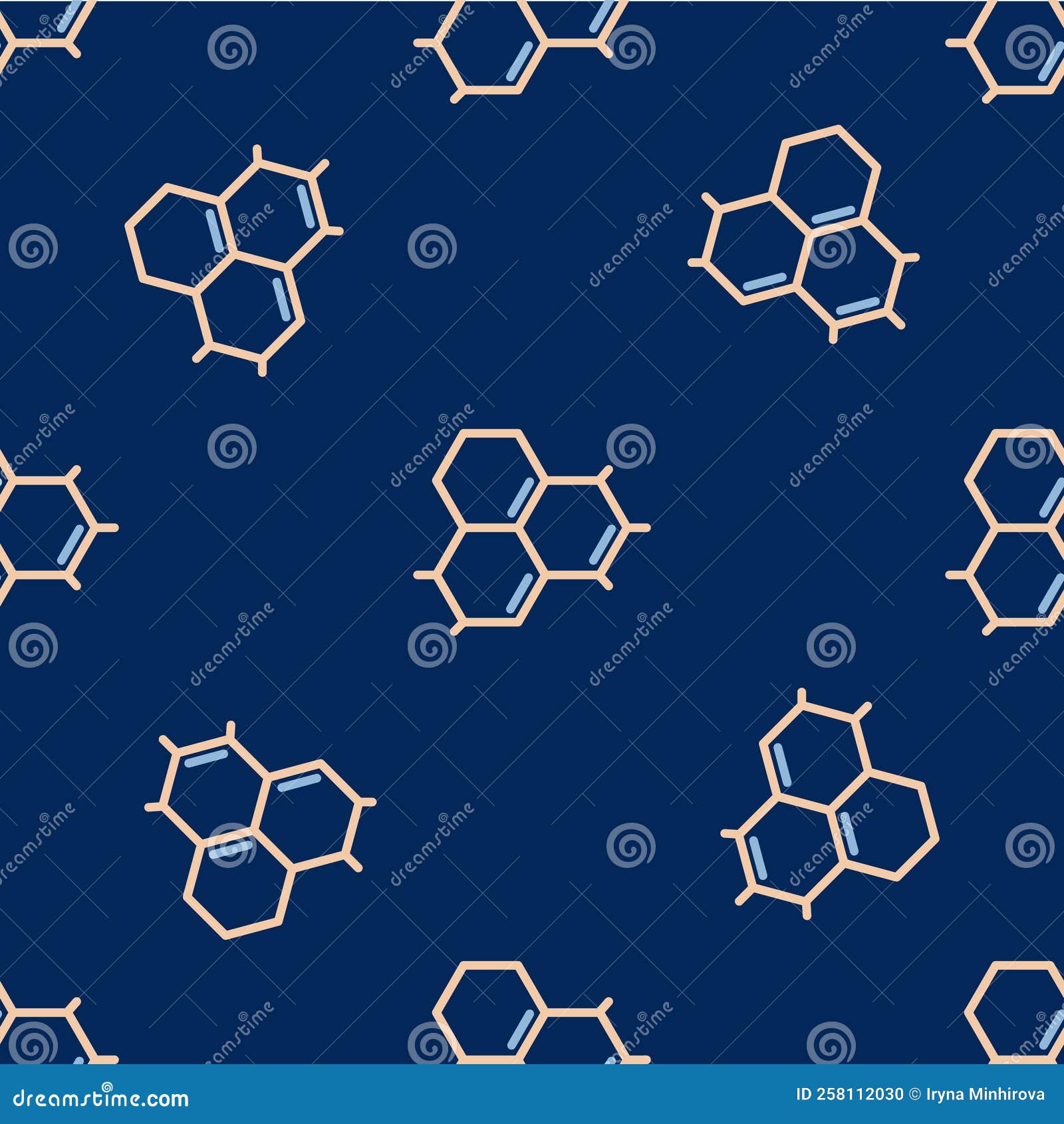 Line Molecule Oil Icon Isolated Seamless Pattern on Blue Background ...