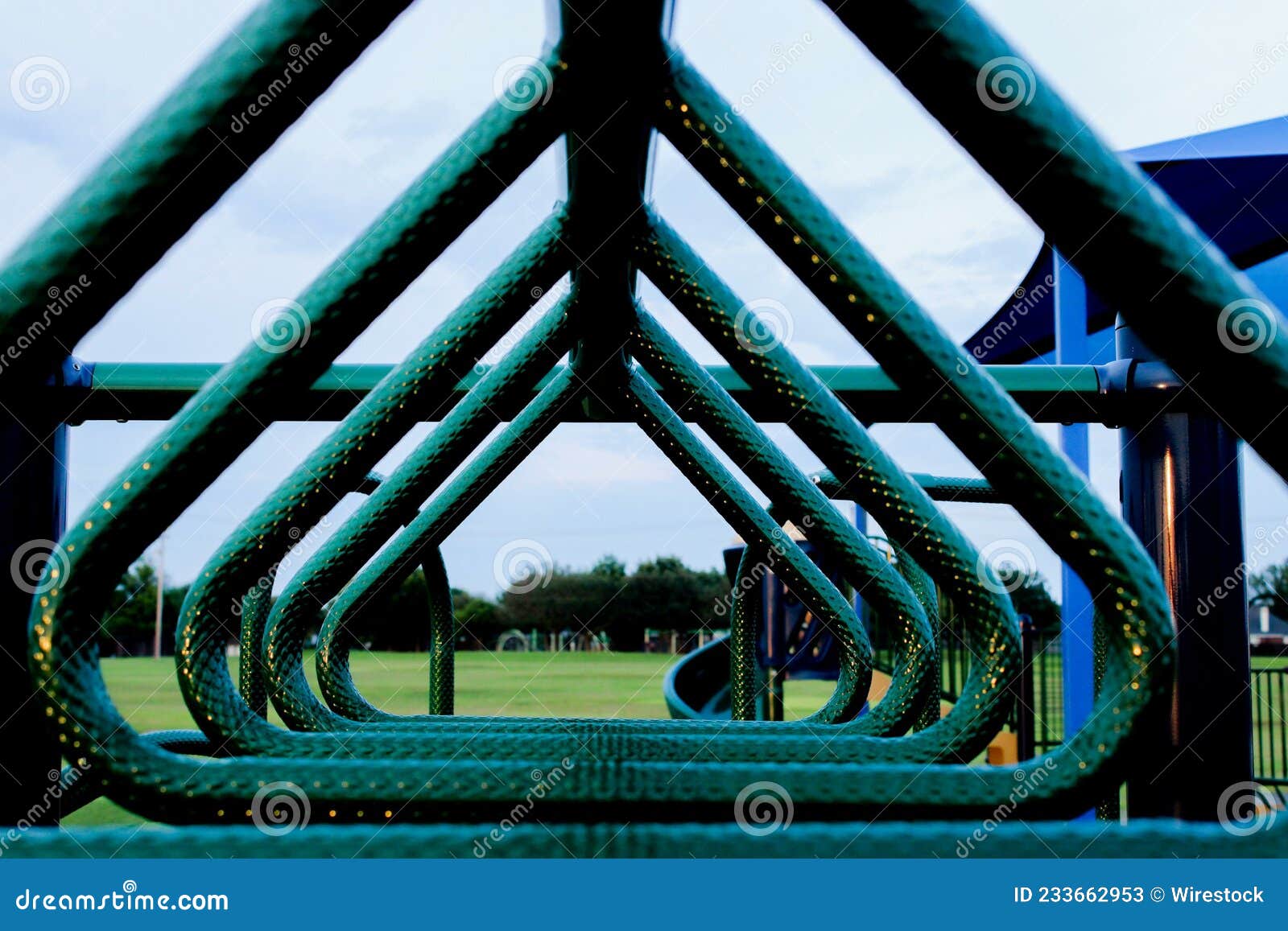 Line of Monkey Bar Rings in a Playground of the School Stock Image ...