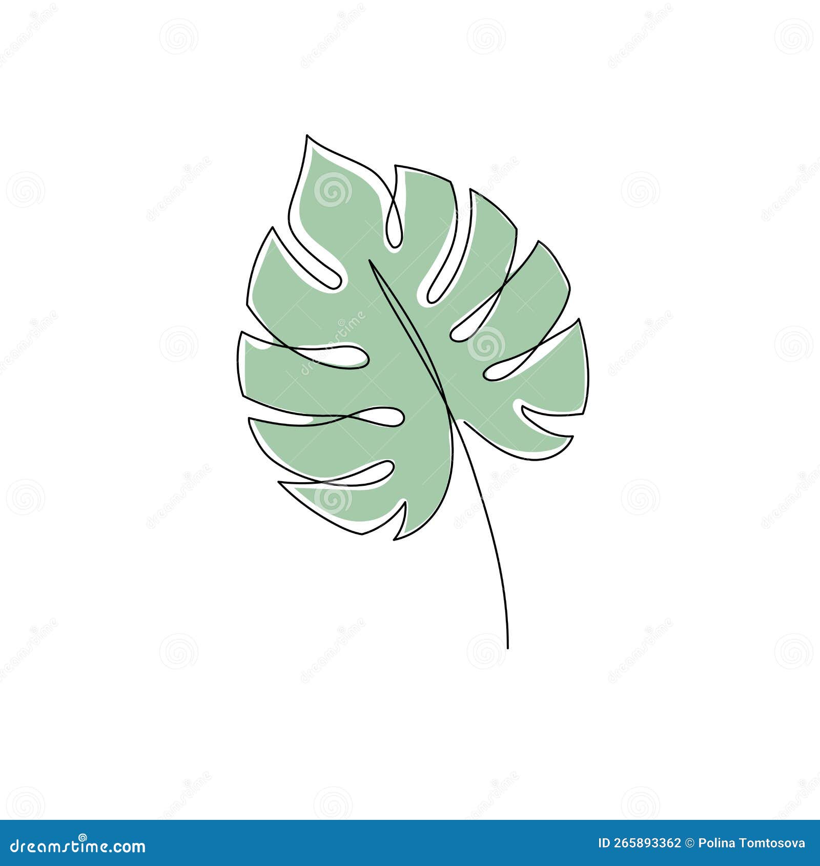 Line Monstera Leaf Art. One Continuous Line Art Decorative Monstera ...