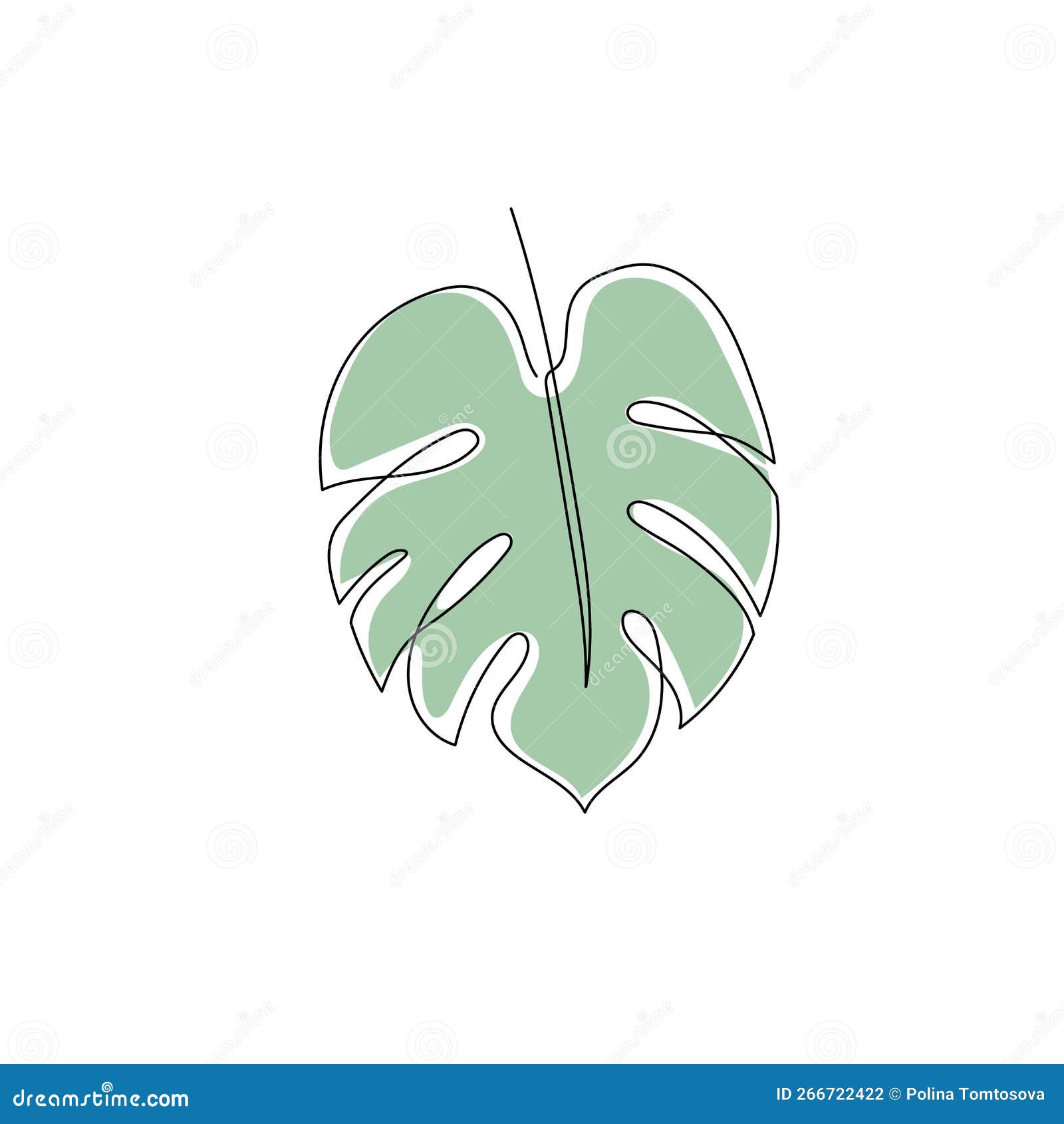 Line Monstera Leaf Art. One Continuous Line Art Decorative Monstera ...