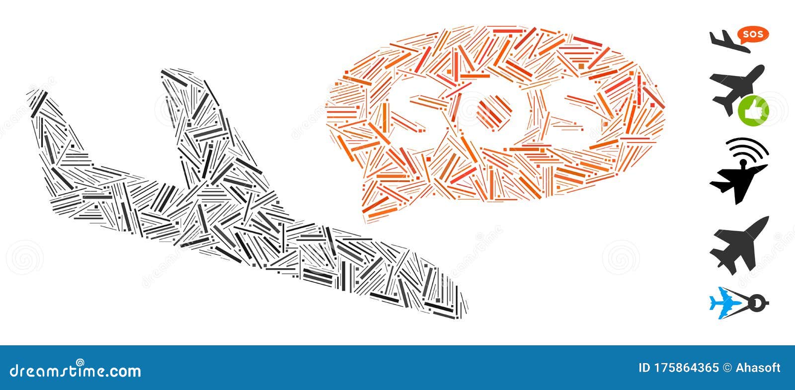Line Mosaic Airplane Sos Message Icon Stock Illustration - Illustration ...