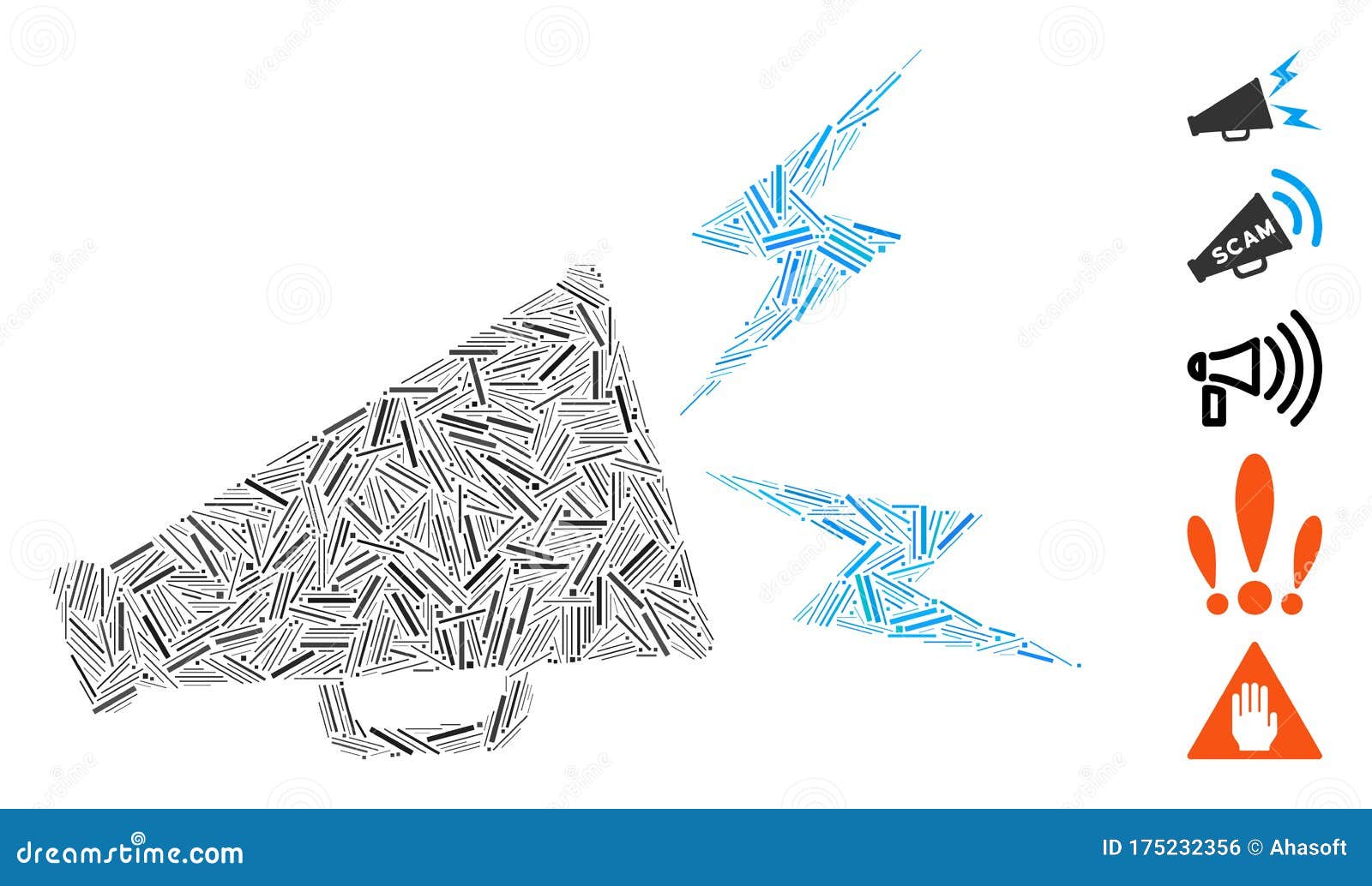 Line Mosaic Alert Megaphone Icon Stock Illustration - Illustration of ...