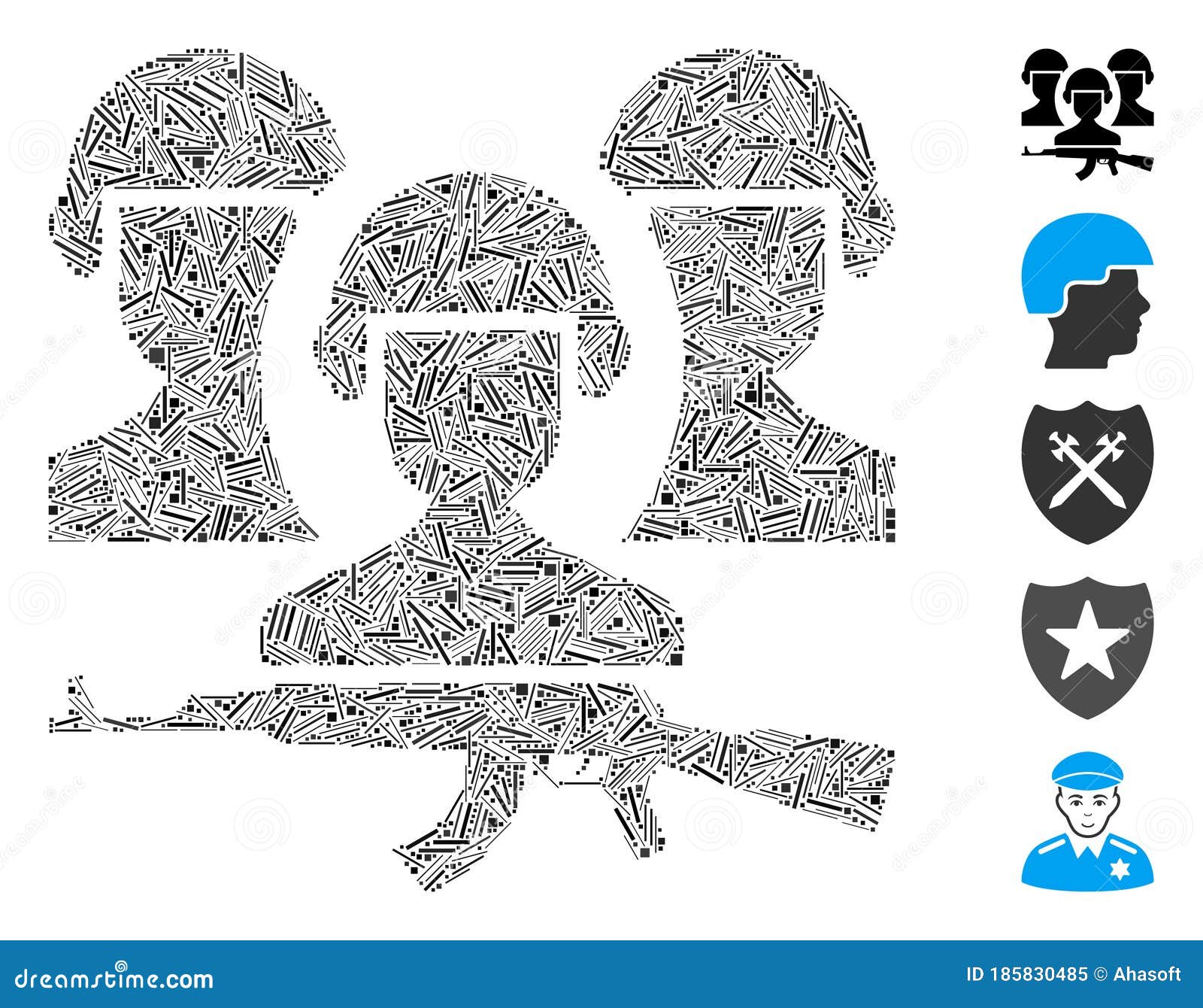 Line Mosaic Army Icon stock illustration. Illustration of troops ...