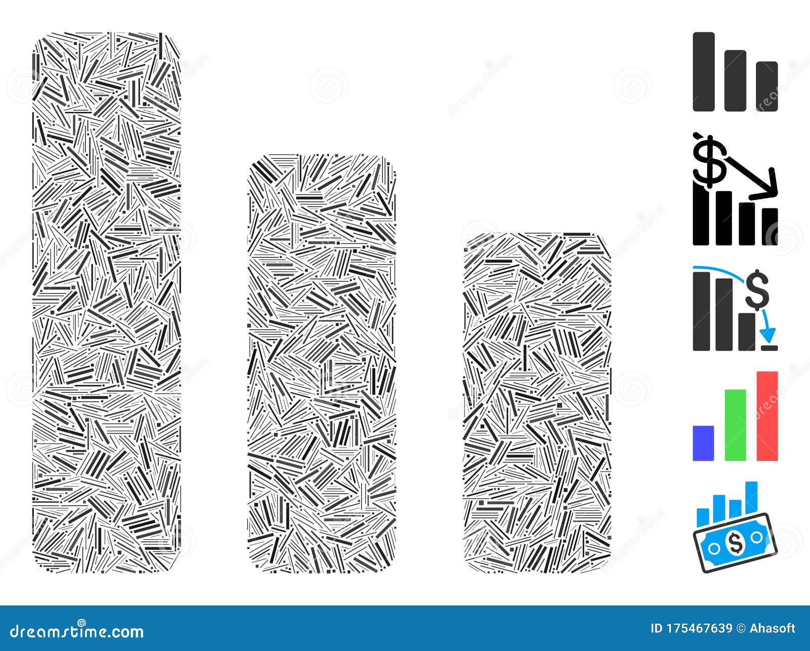 Line Mosaic Bar Chart Decrease Stock Illustration - Illustration of element, pictogram: 175467639