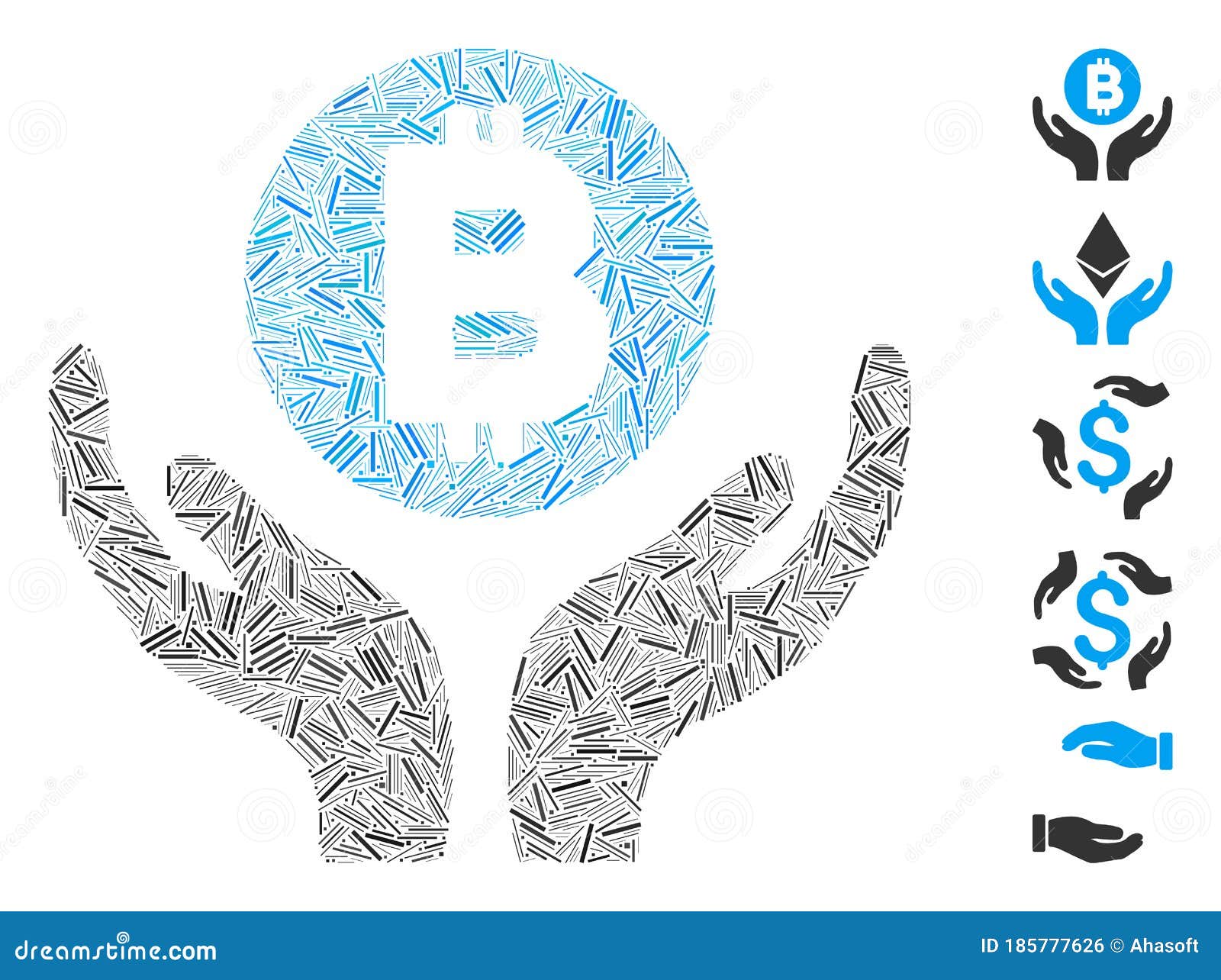 Line Mosaic Bitcoin Support Hands Icon Stock Illustration ...