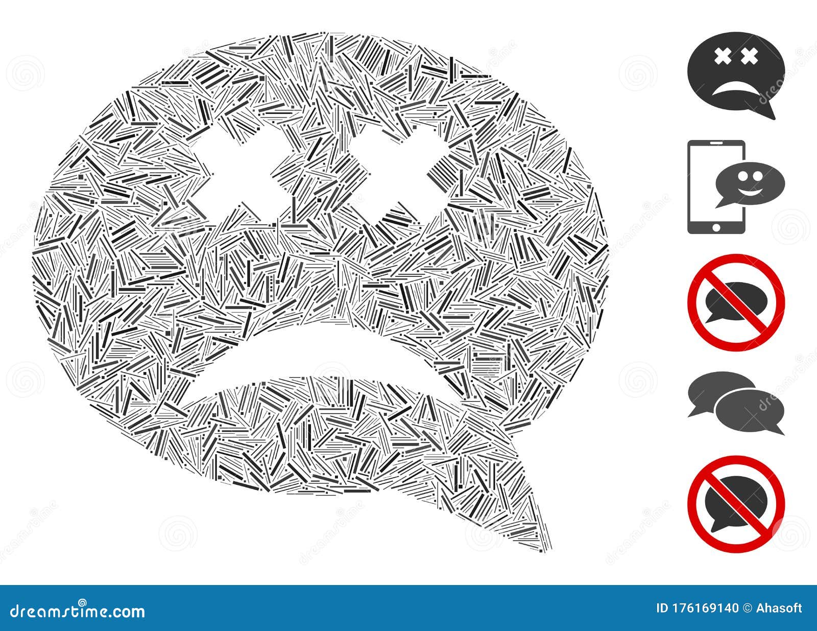 Line Mosaic Blind Smiley Message Icon Stock Illustration - Illustration ...