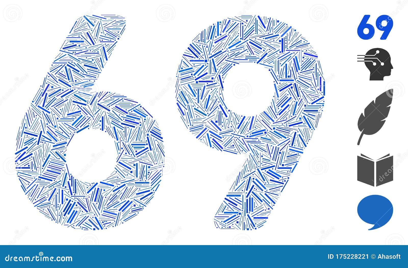 Line Mosaic 69 Digits Text Icon Stock Illustration - Illustration of ...