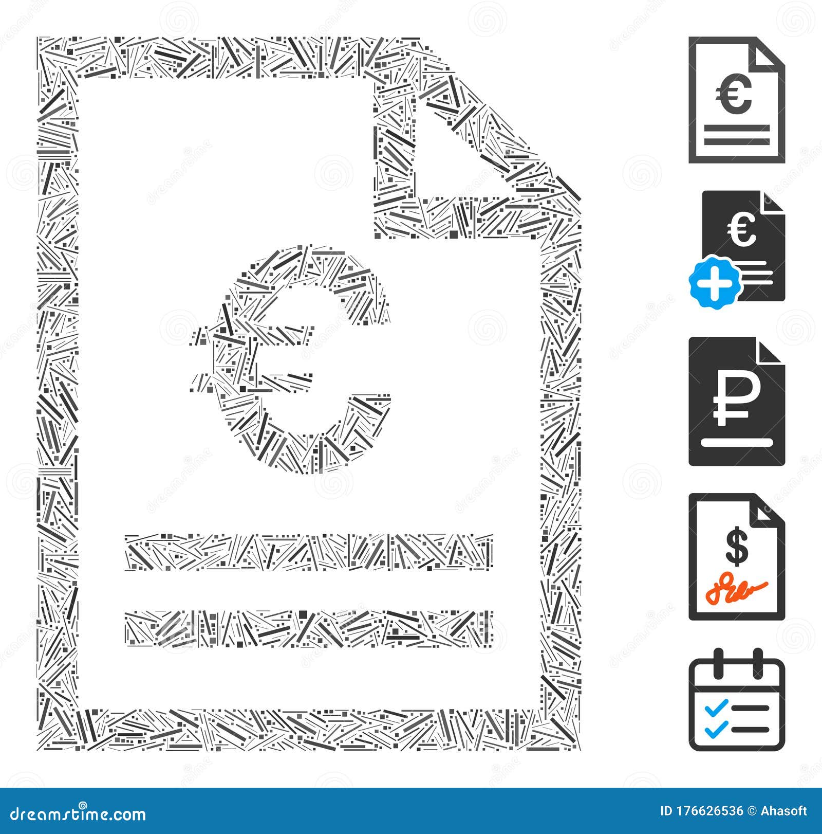 Line Mosaic Euro Invoice Page Icon Stock Illustration - Illustration of ...