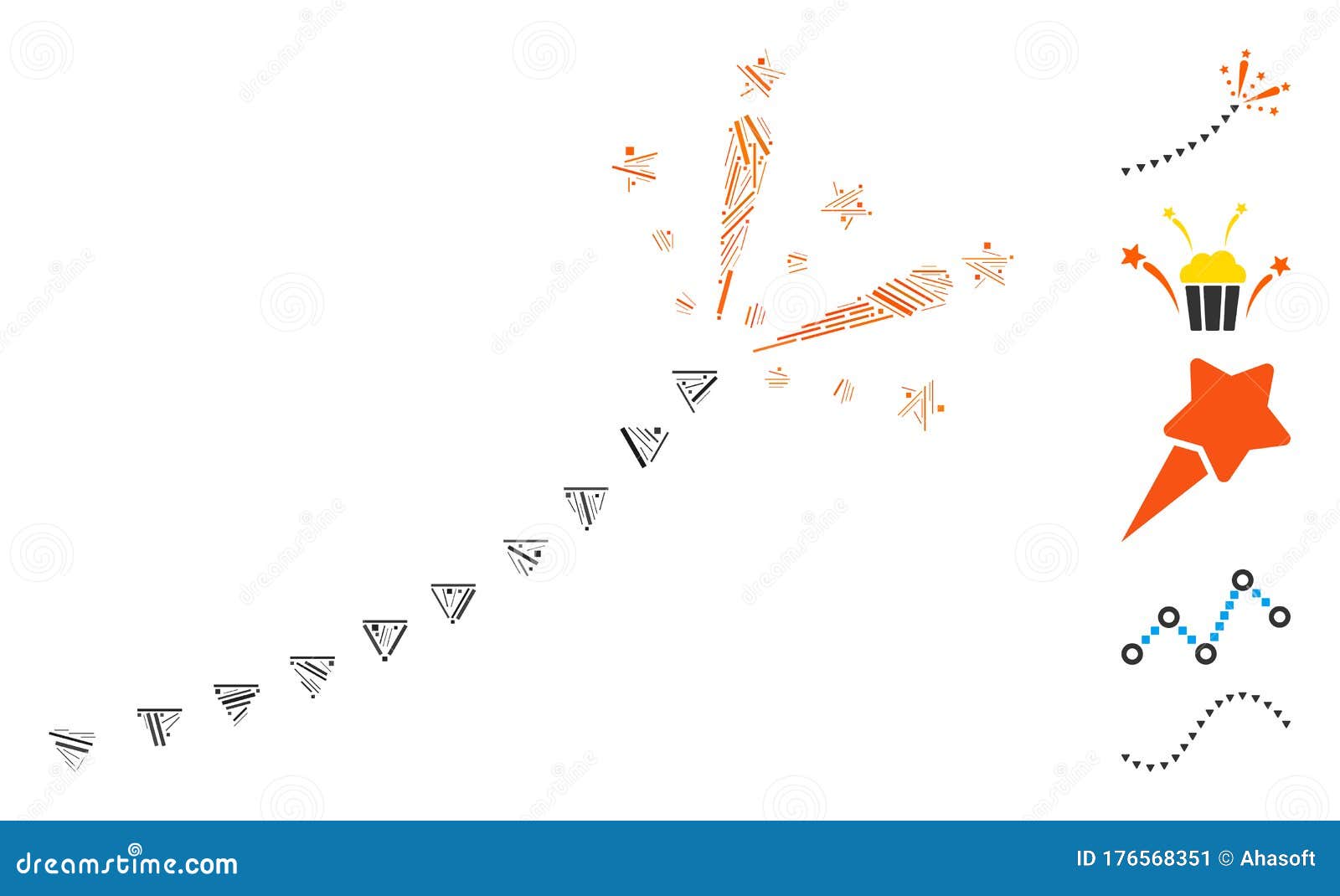 Line Mosaic Fireworks Trace Icon Stock Illustration - Illustration of ...