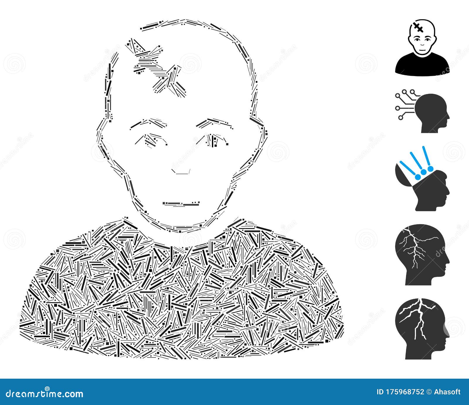 Line Mosaic Head Hurt Icon stock illustration. Illustration of ache ...