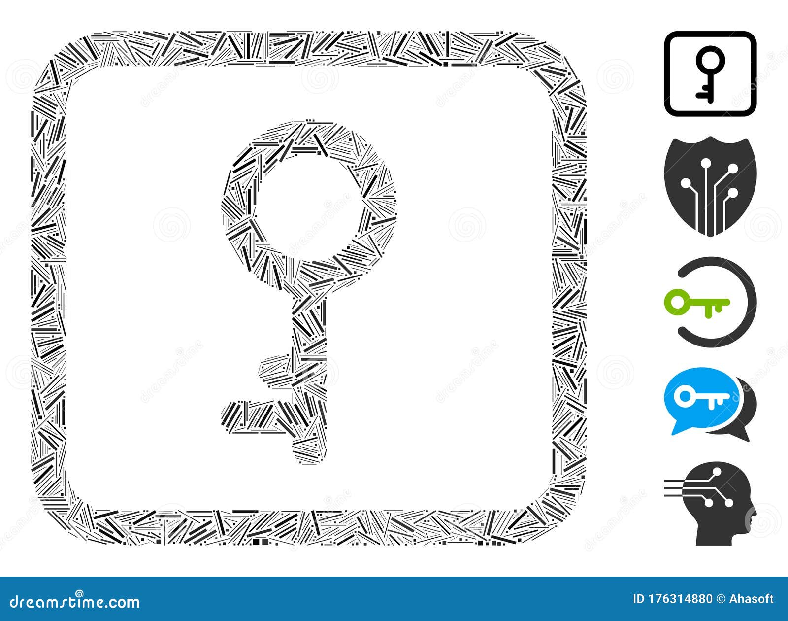 Line Mosaic Key Icon stock illustration. Illustration of privacy ...