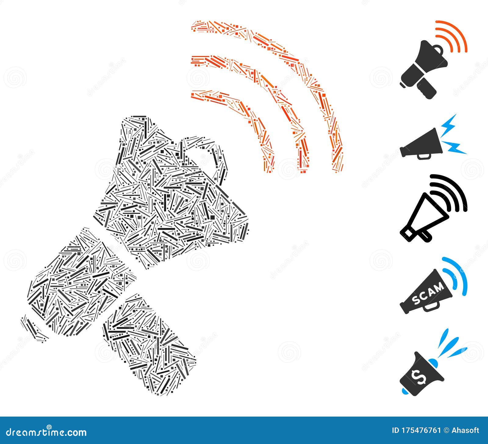 Line Mosaic Megaphone Ads stock illustration. Illustration of notify ...