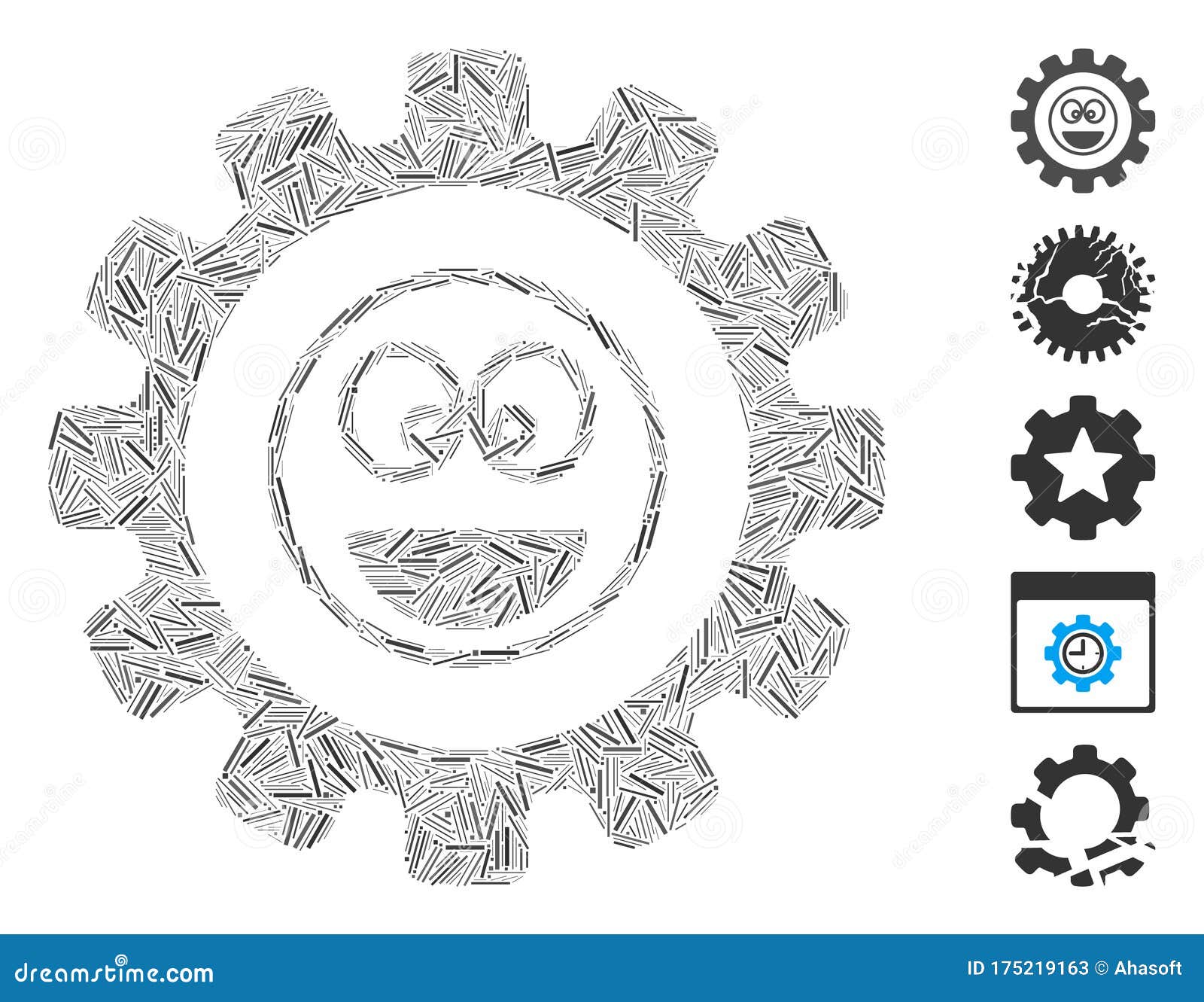 Line Mosaic Options Gear Laugth Smiley Icon Stock Illustration ...