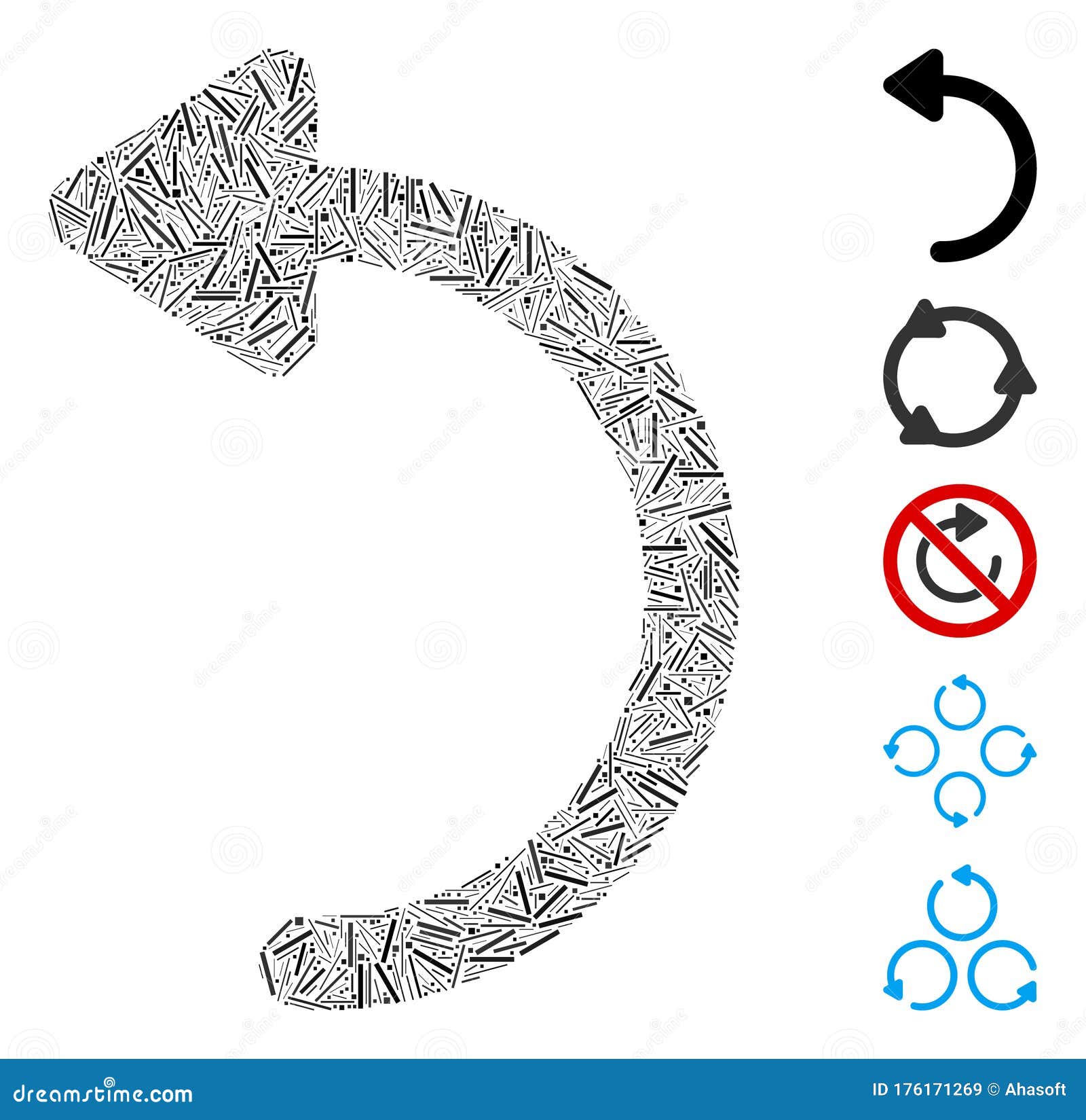 Line Mosaic Rotate CCW Icon Stock Illustration - Illustration of ...