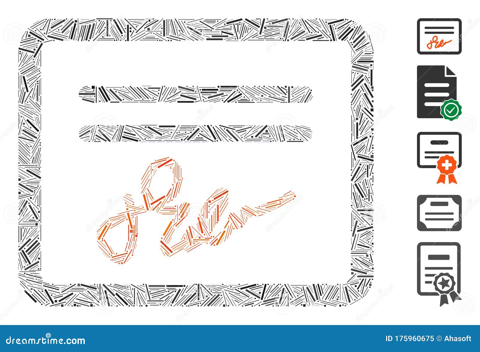 Line Mosaic Signature Certification Icon Stock Illustration ...