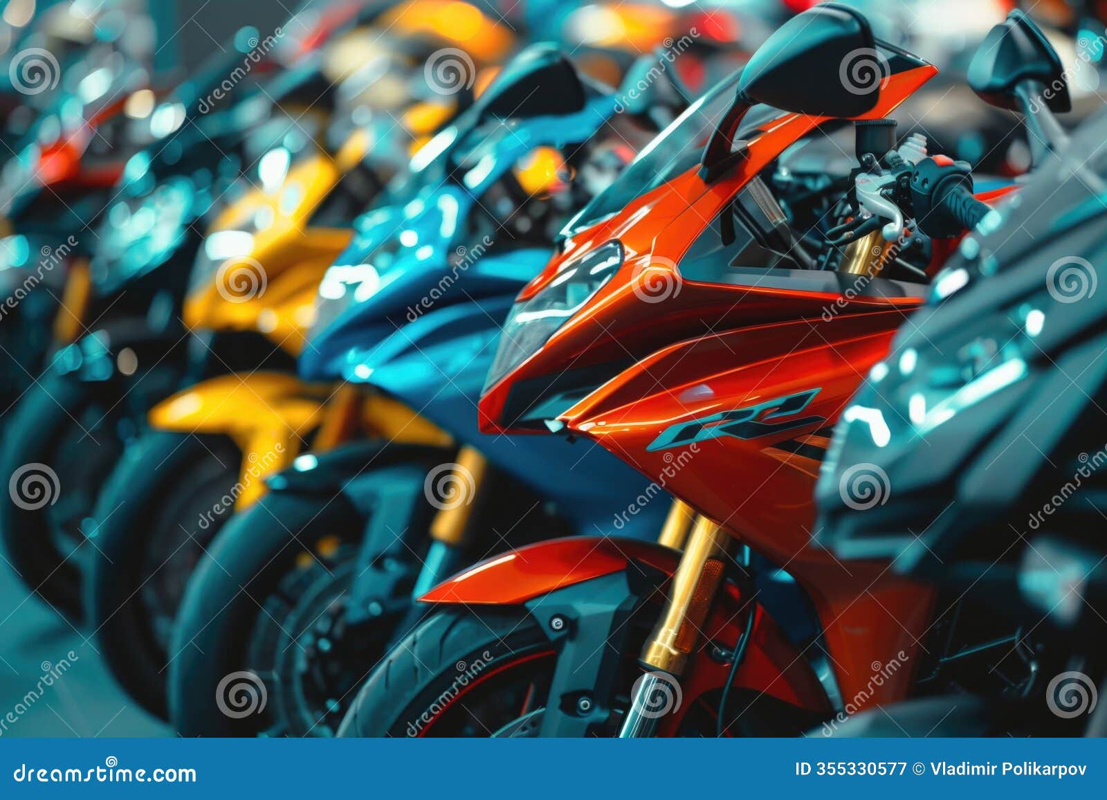 A Line of Motorcycles Parked Side by Side, Ready for Action Stock Image ...