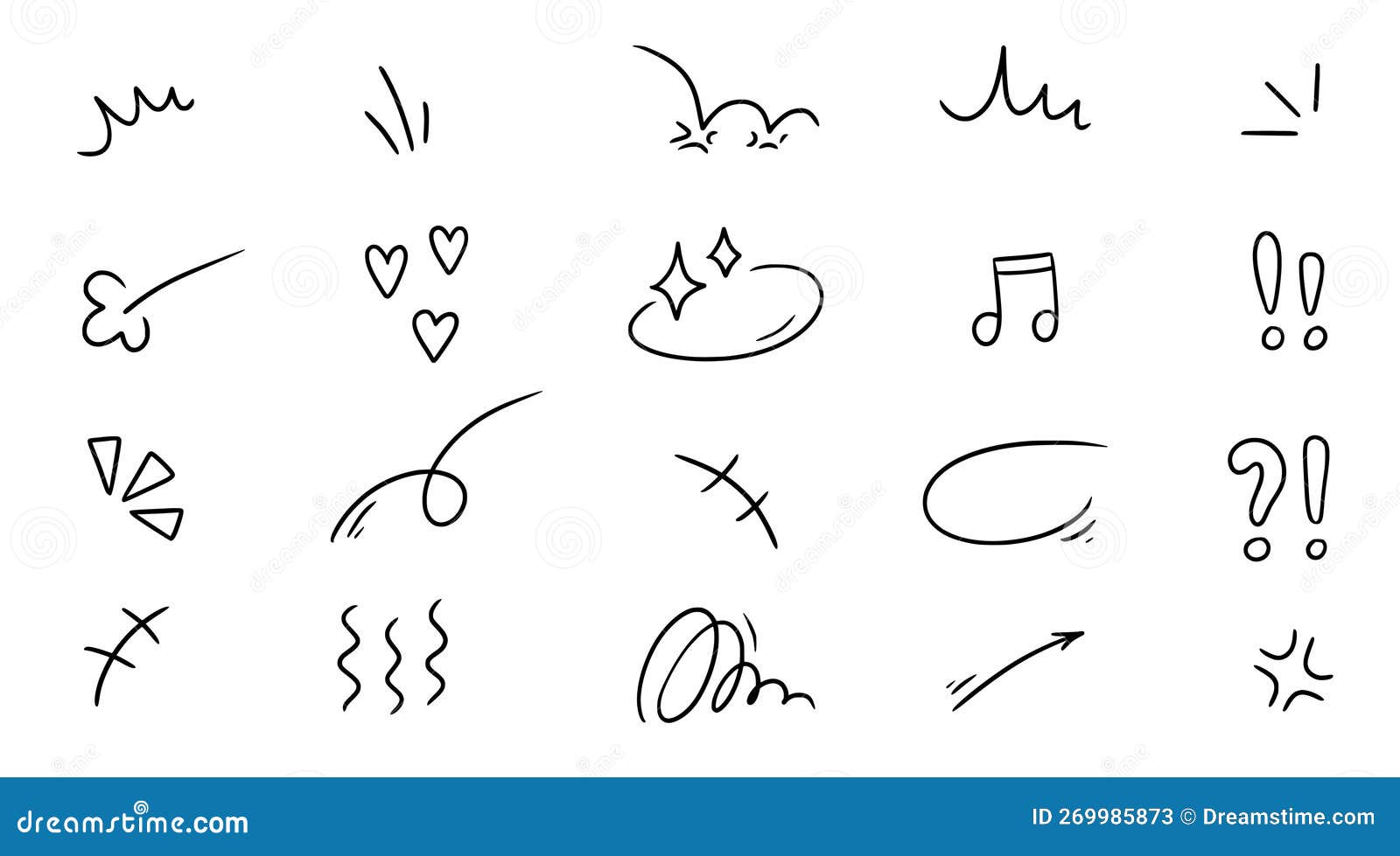 Line Movement Element, Emotion Effect Decoration Icon. Hand Drawn ...