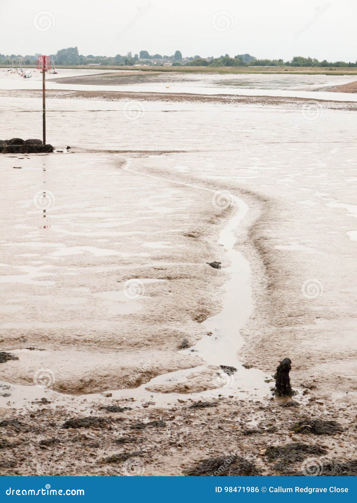 A Line in the Mud at the Beach River Stock Photo - Image of coastline ...