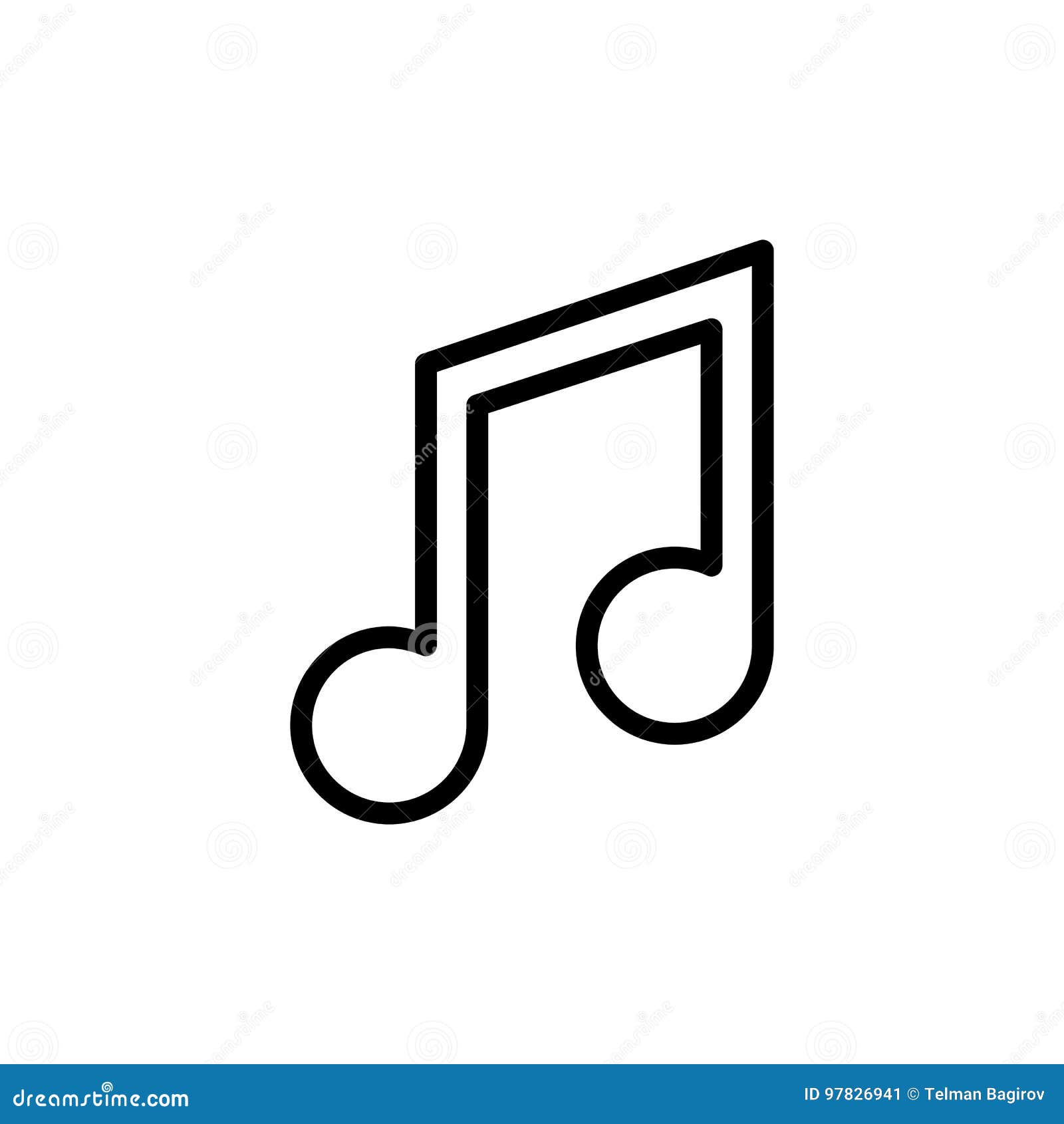 Line Music Note Icon on White Background Stock Illustration ...